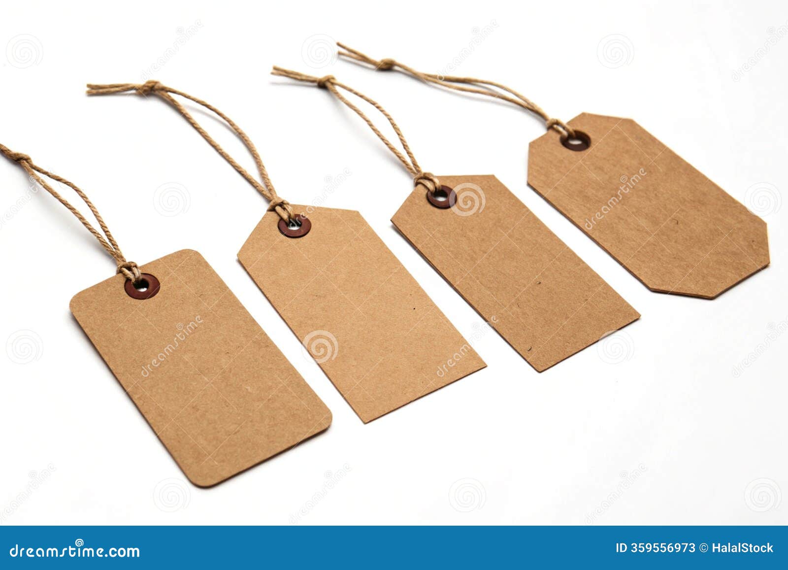 Blank Brown Cardboard Price Tags or Labels Set Isolated on White Stock ...