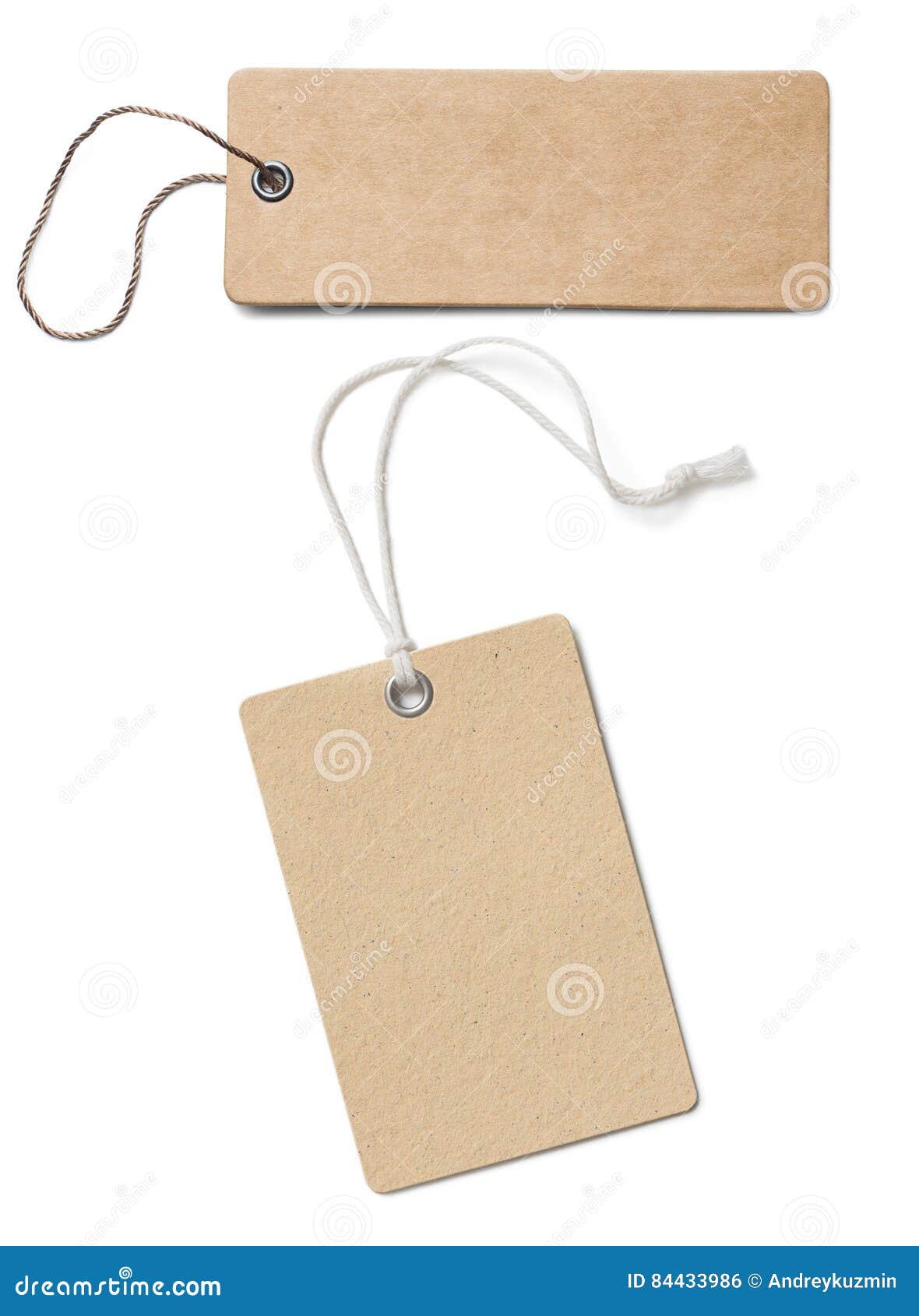 Blank Brown Cardboard Price Tags or Labels Set Isolated Stock Photo ...