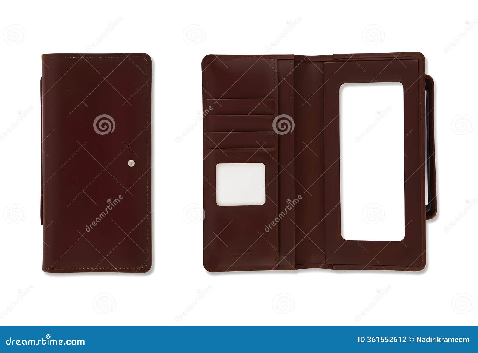 Blank Brown Leather Bill Folder Mockup Isolated on White Background ...