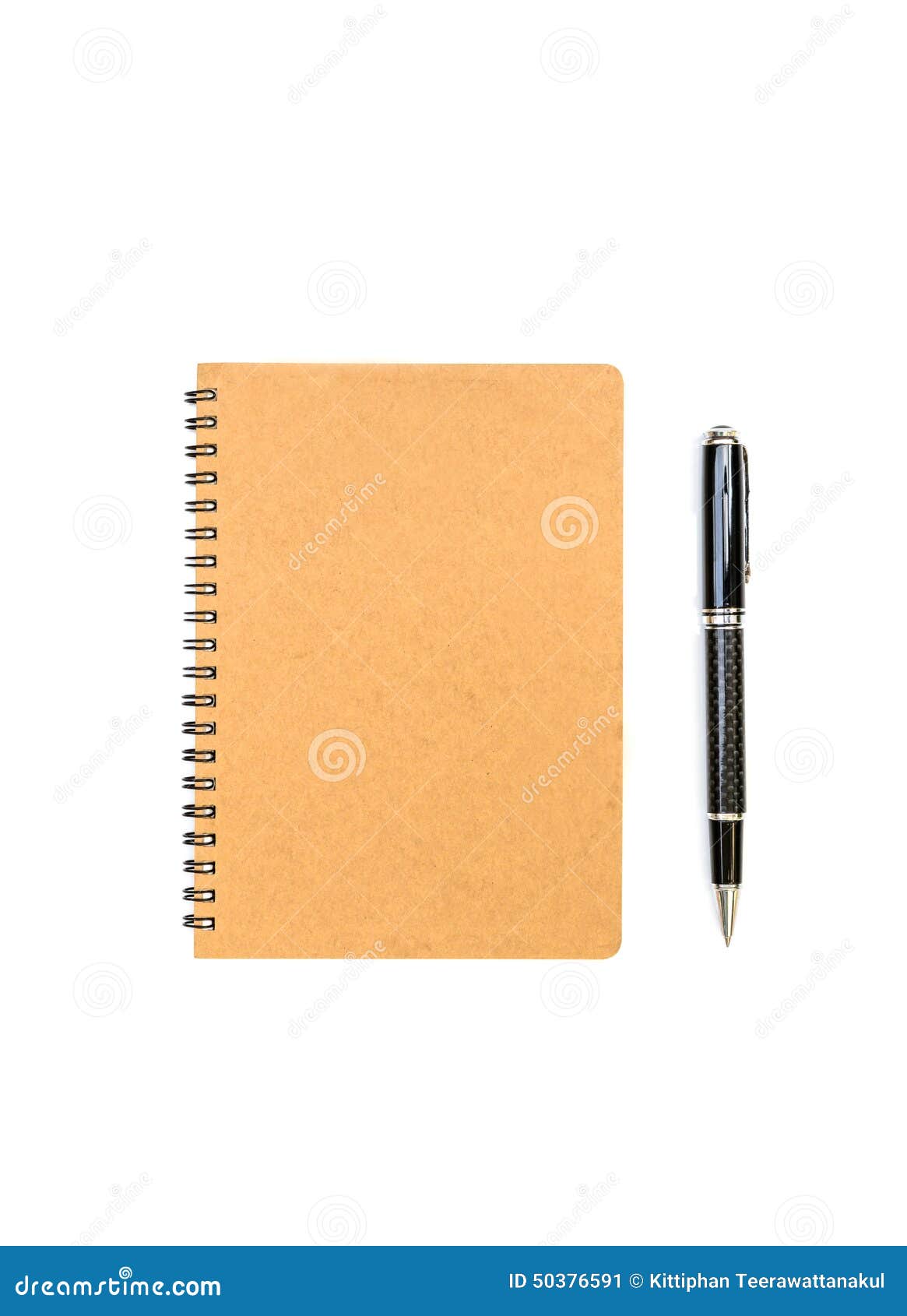 Blank Brown Notebook with Pen Isolated Stock Image - Image of sheet ...