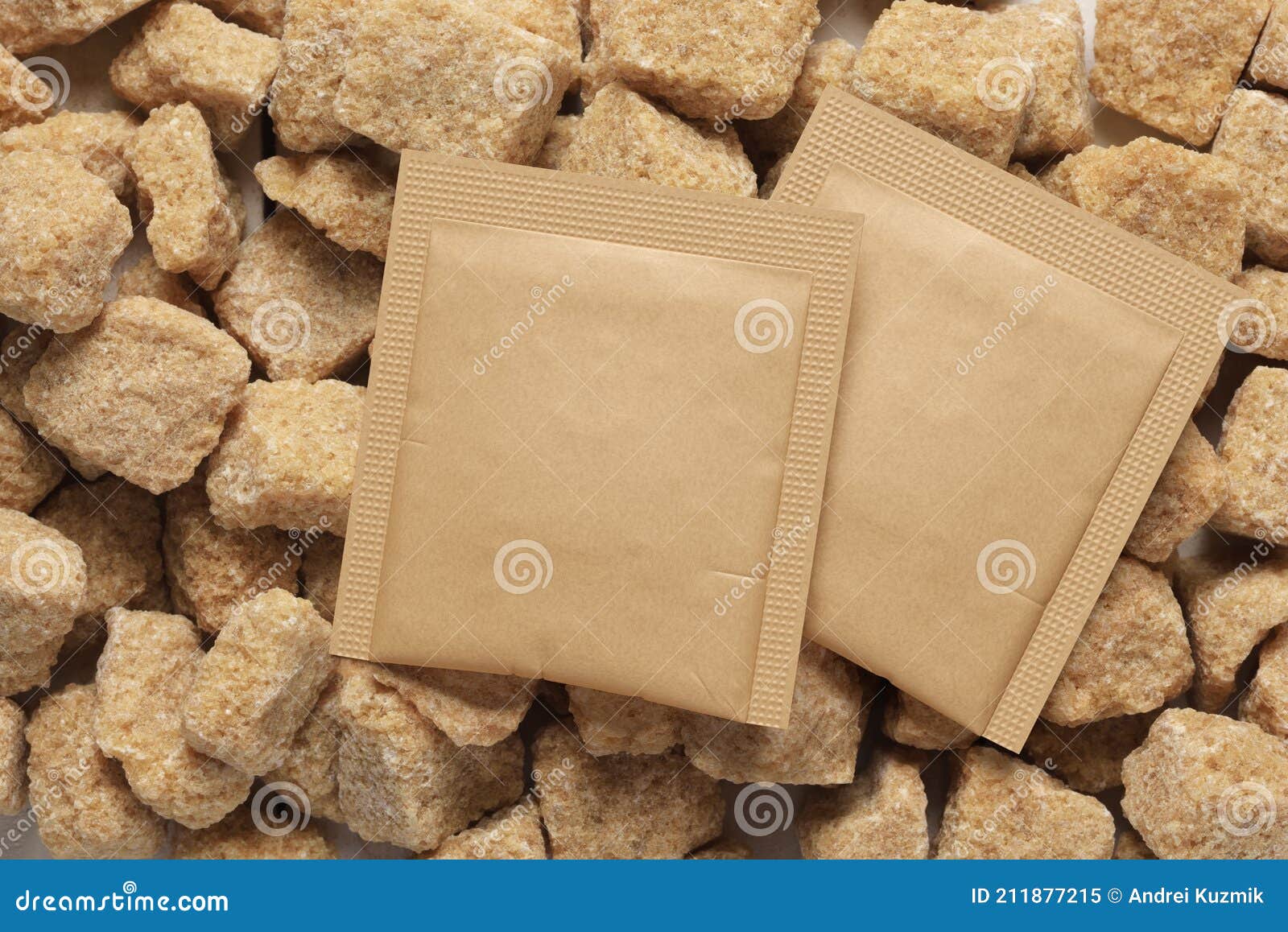 Blank Brown Paper Sachet Pack on Sugar Cubes. 3D Rendering and Photo ...