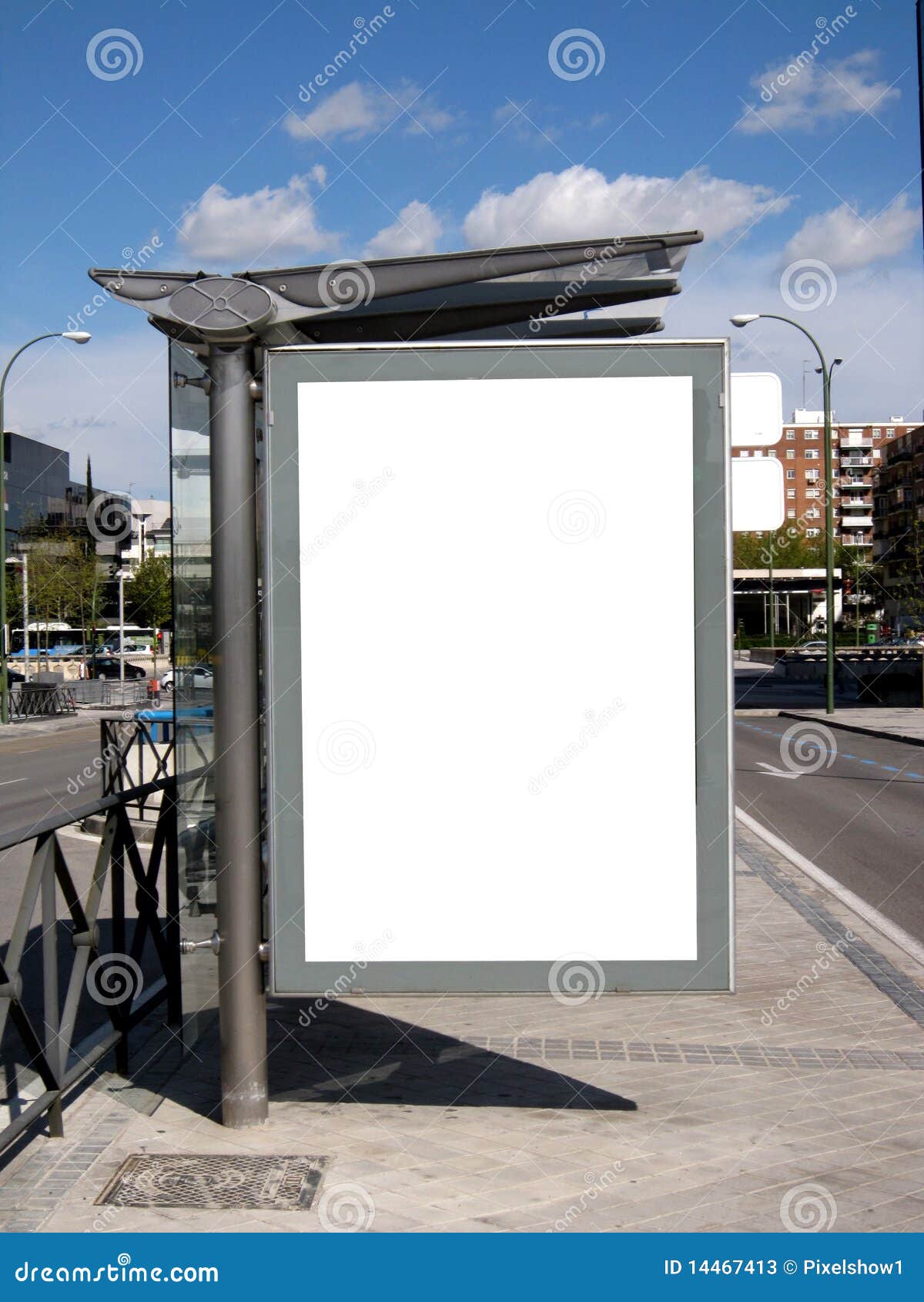 Blank bus stop billboard stock image. Image of bench - 14467413