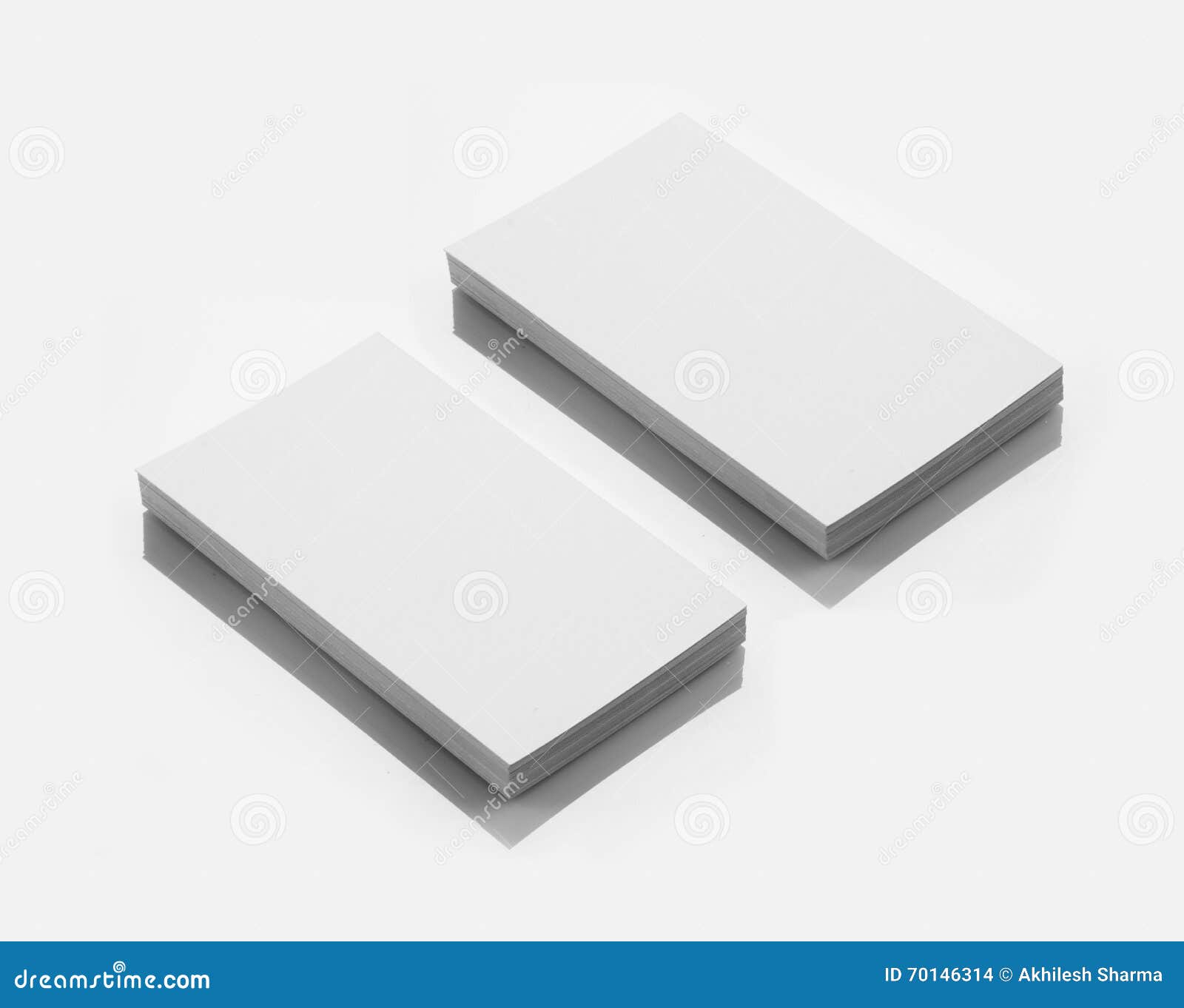 Blank Business Card Mockup on White Reflective Background Stock Photo ...