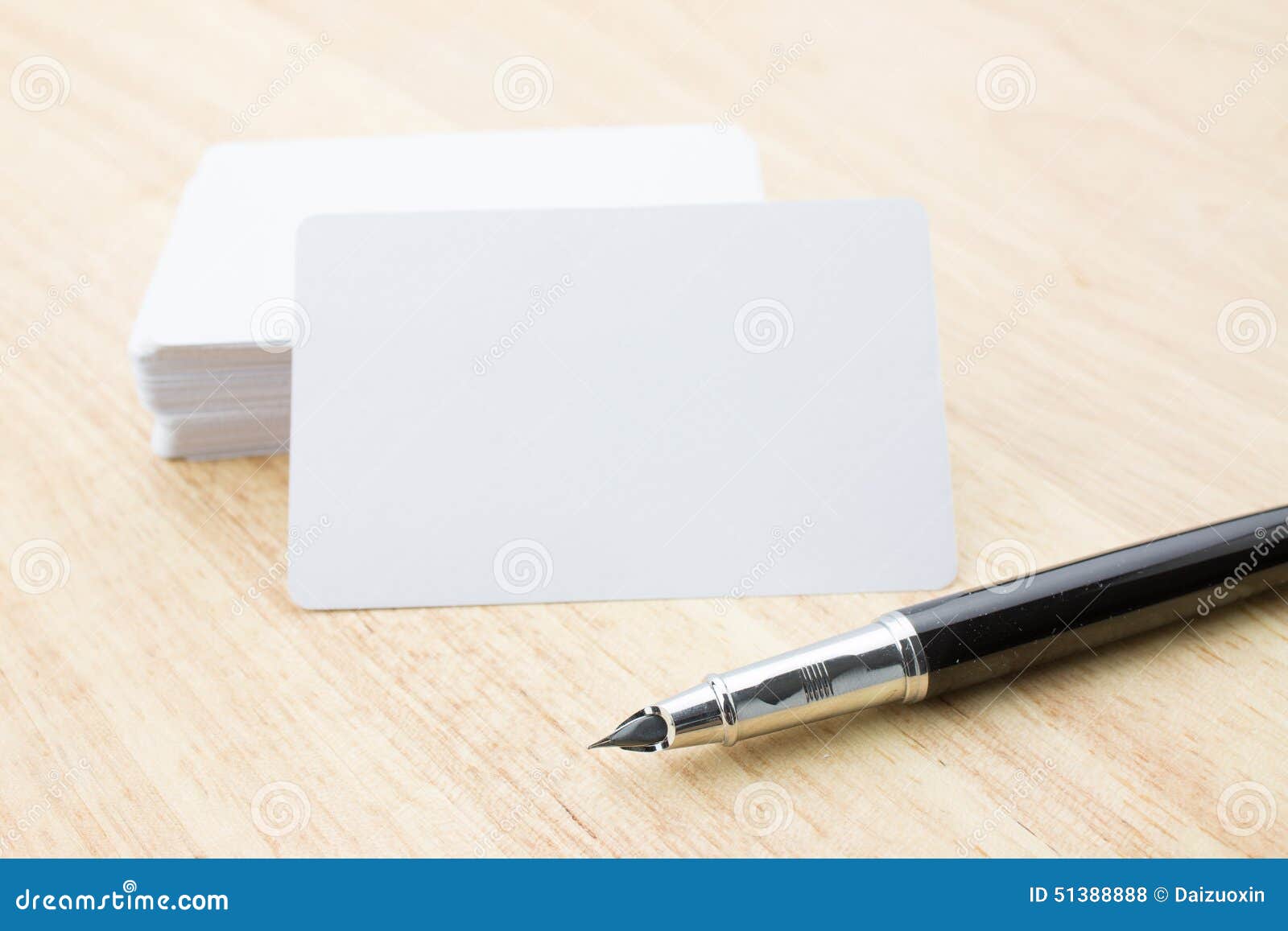 Blank Business Card and Pen Stock Photo - Image of corporate, desktop ...