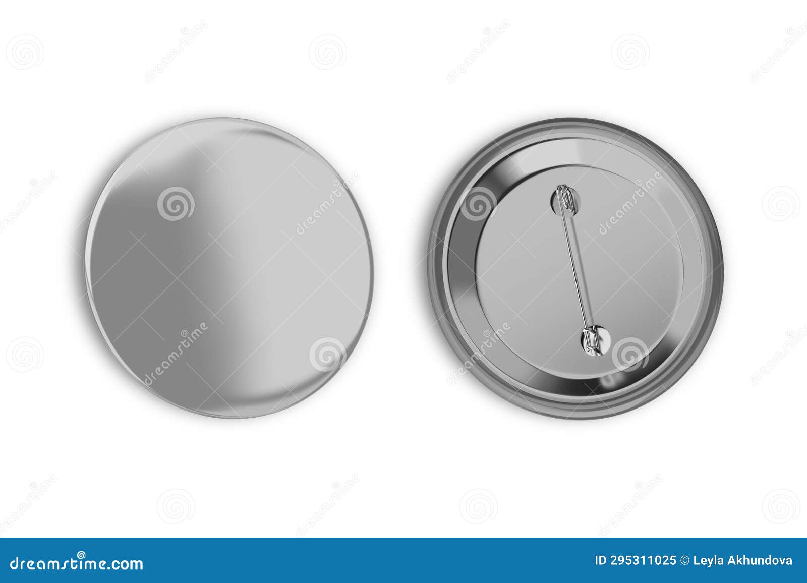 Blank Button Badge.Pin Button Front and Back View. Round Metal Buttons ...