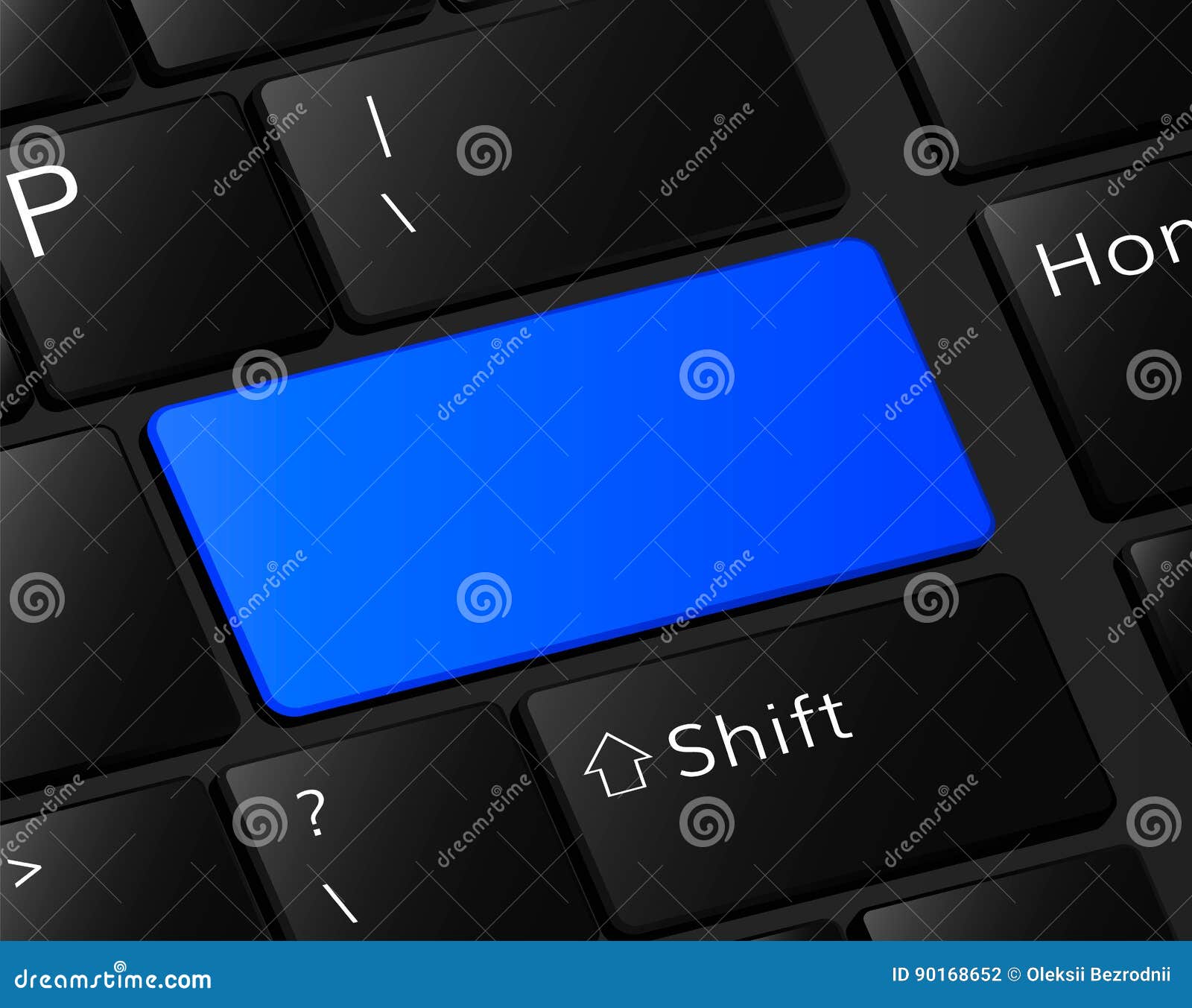 Blank Button on Keyboard Empty Blue Button Frame Stock Vector ...