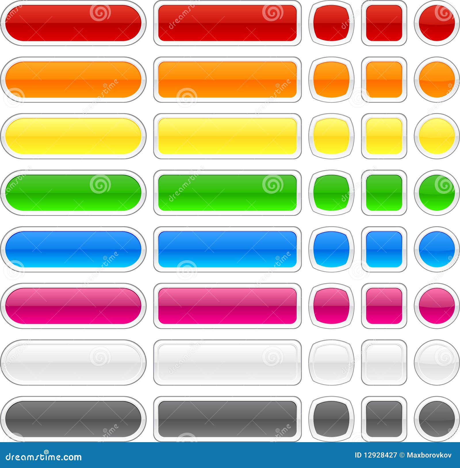 Blank buttons. stock vector. Illustration of shiny, glossy - 12928427