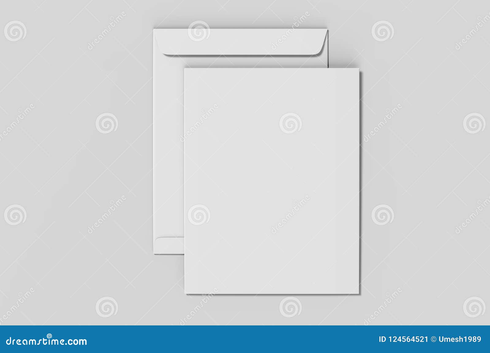Blank C4 Envelope Mock-up, Blank Template. 3d Render Illustration ...