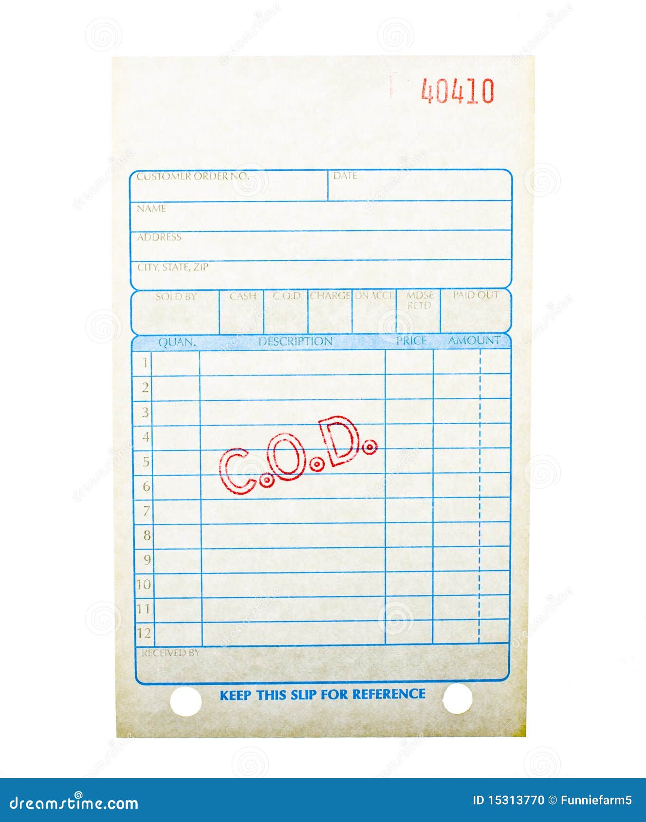 Blank C.O.D stock photo. Image of invoice, write, fashioned - 15313770