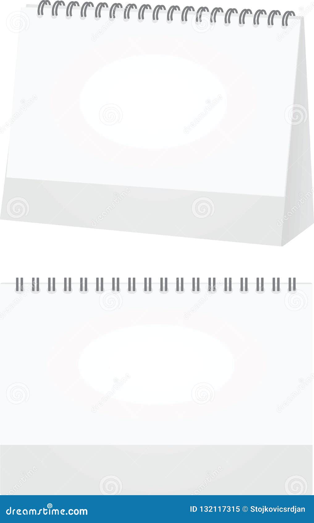 Blank Calendar. Front and Side View Stock Vector - Illustration of blue ...