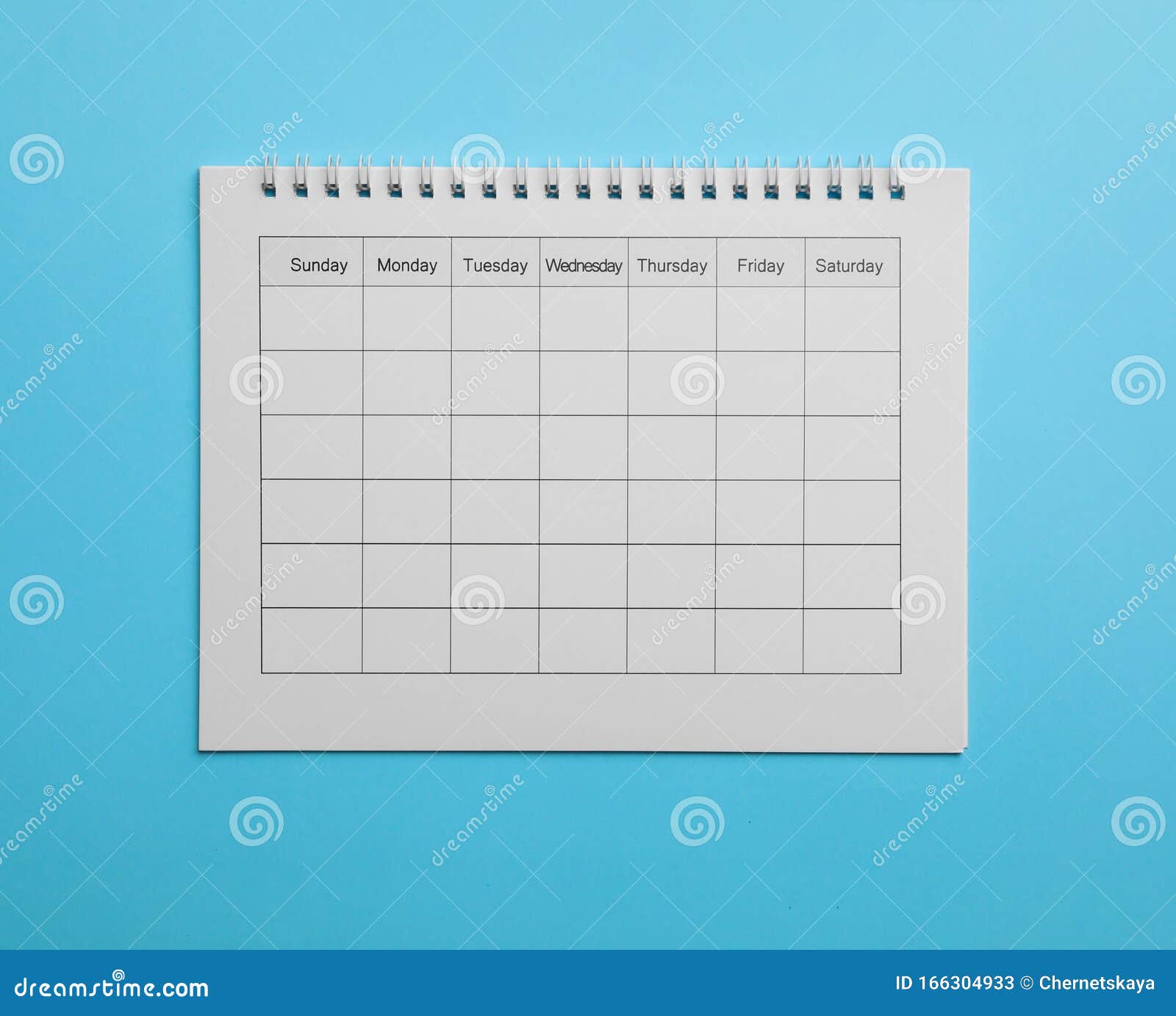 Blank Calendar on Light Blue Background Stock Image - Image of month ...