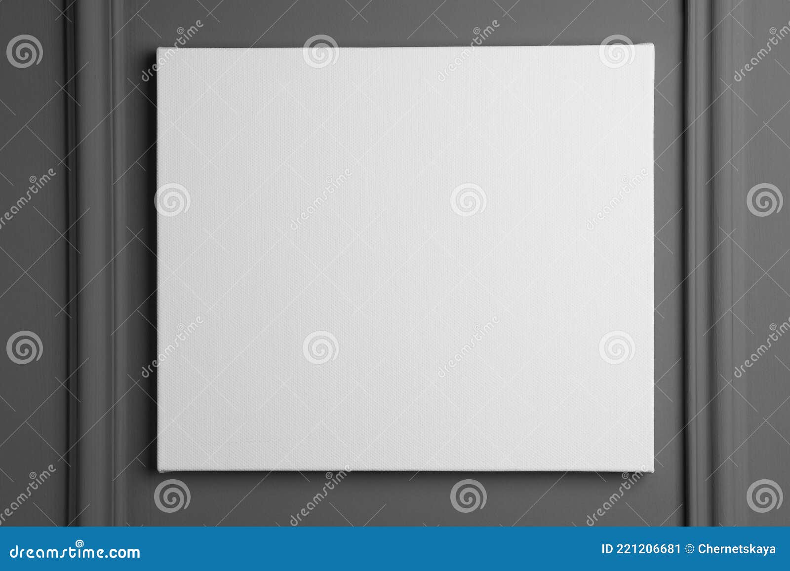 Blank Canvas Hanging on Grey Wall, Space for Text Stock Image - Image ...