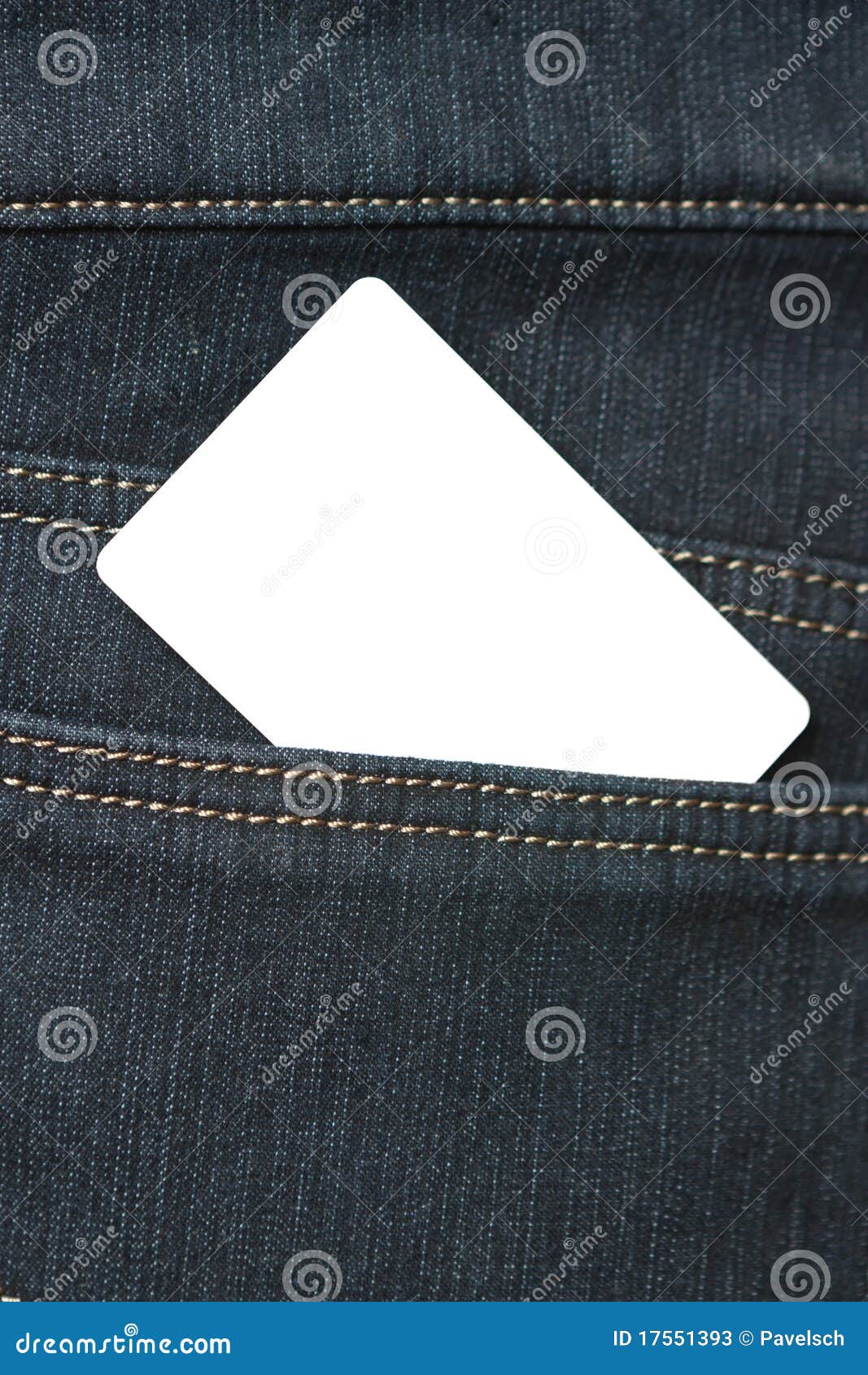 Blank Card in the Back Pocket of Jeans Stock Image - Image of seam ...