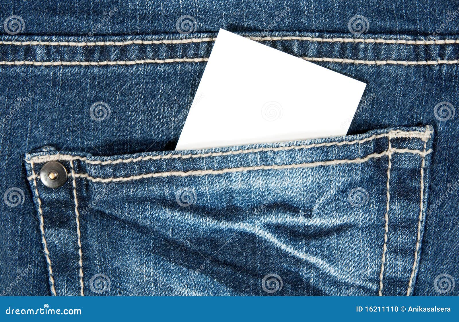 Blank Card in Blue Jeans Pocket Stock Photo - Image of blue, horizontal ...