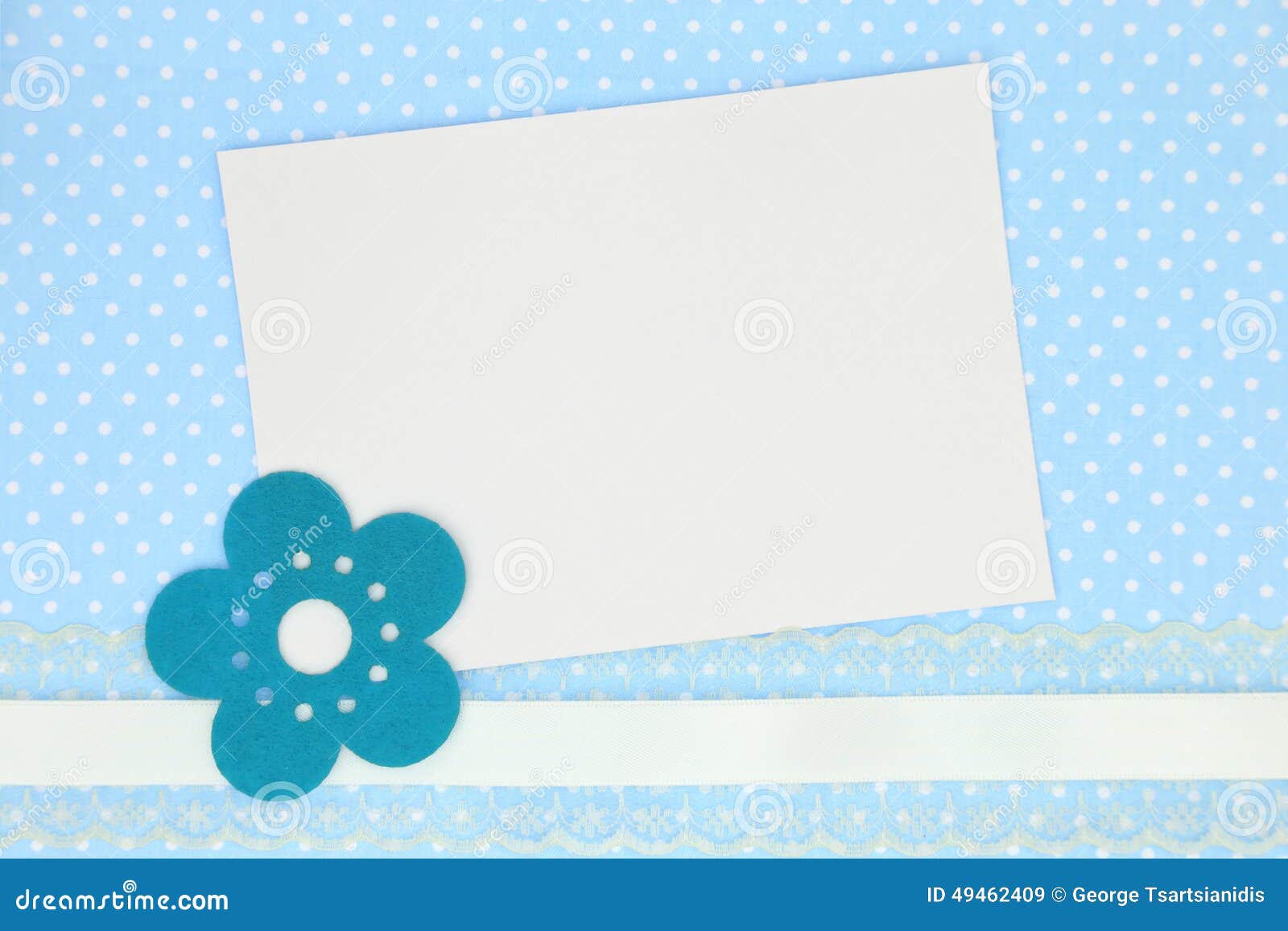 Blank card on blue polka stock image. Image of holiday - 49462409