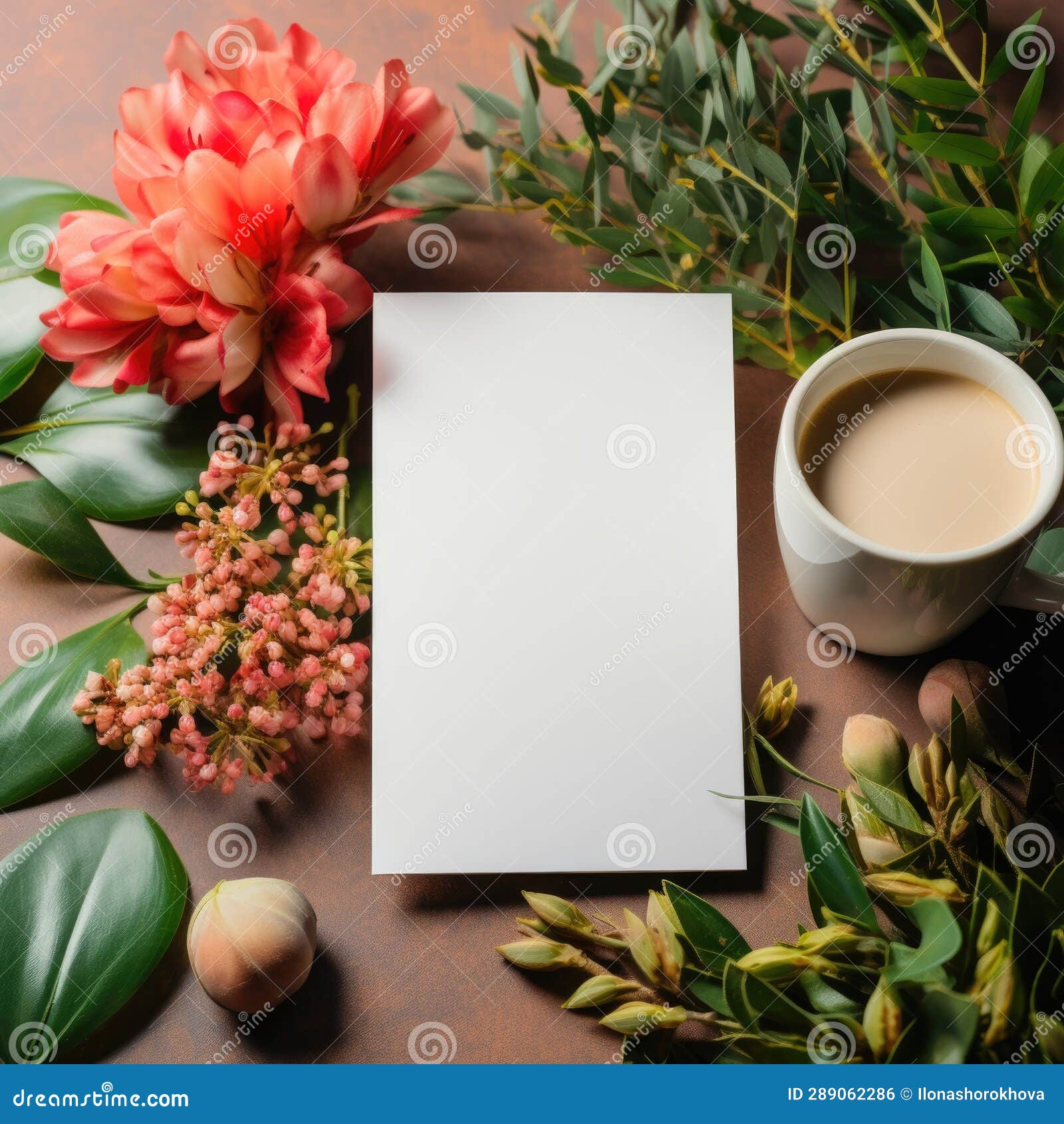 Blank Card on Floral Background, AI Generated Stock Photo - Image of ...