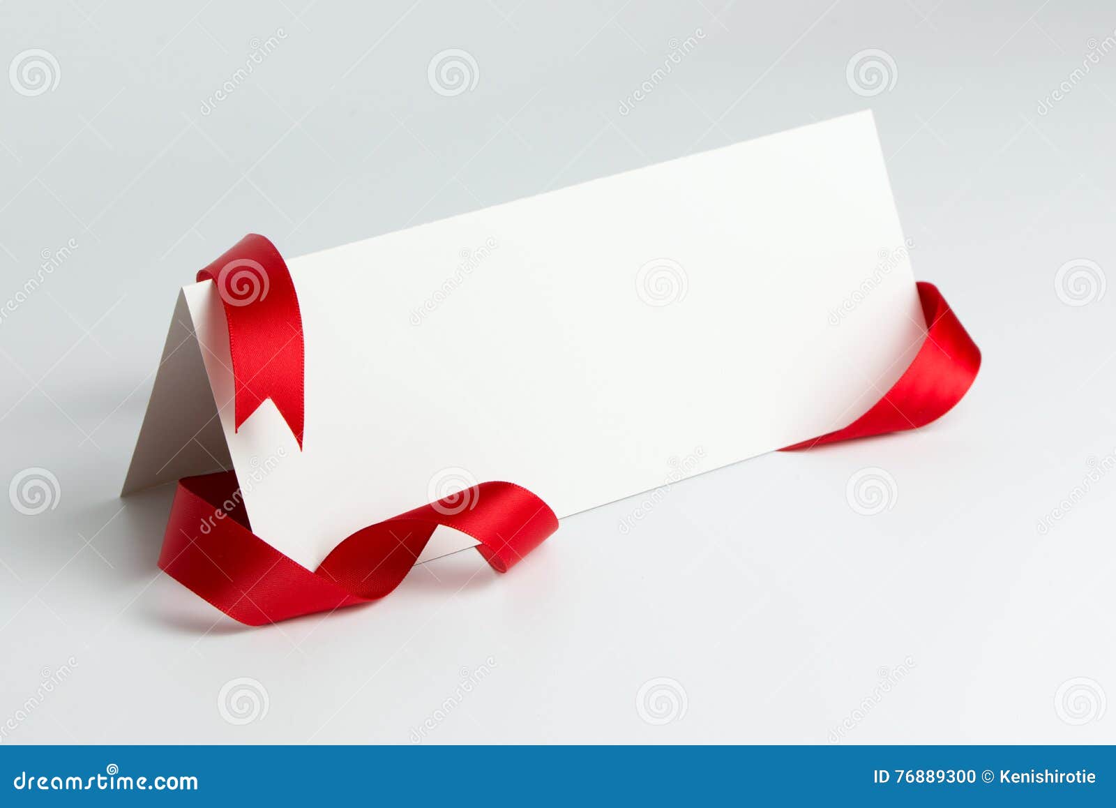 Blank card with red ribbon stock photo. Image of card - 76889300