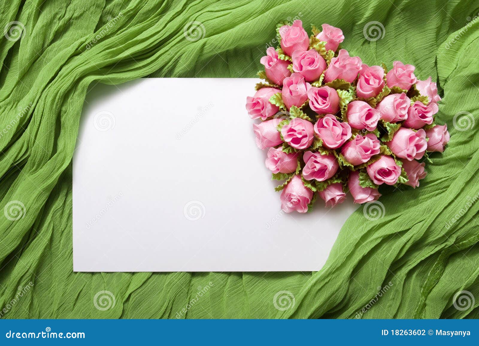 Blank card with roses stock photo. Image of fabric, flores - 18263602