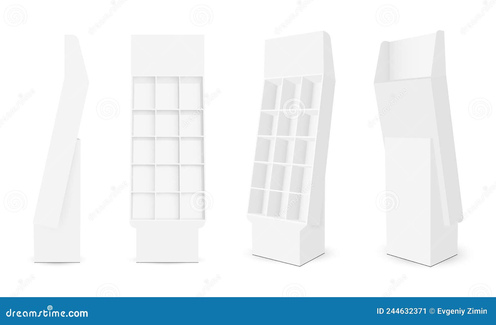 Blank Cardboard Display Racks, Front, Side and Back View Stock Vector ...