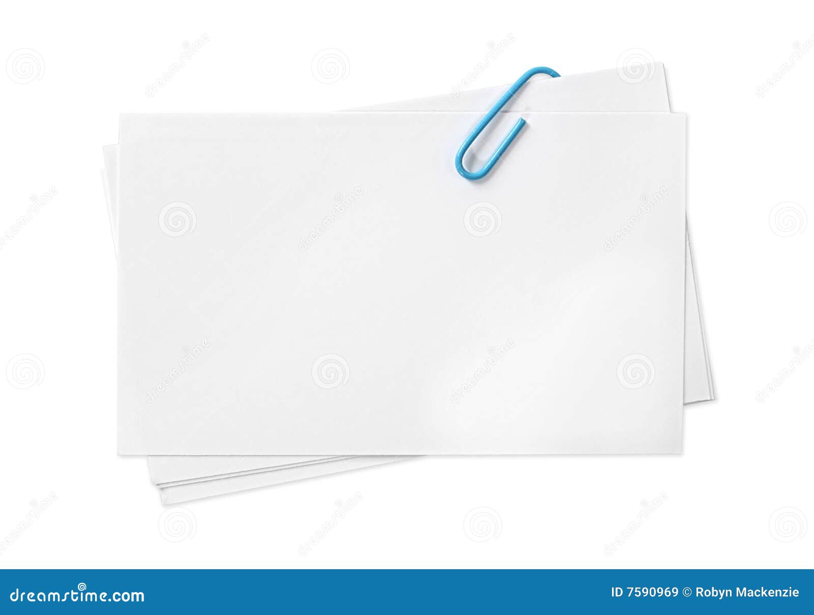 Blank Cards with Blue Paperclip Stock Image - Image of background ...