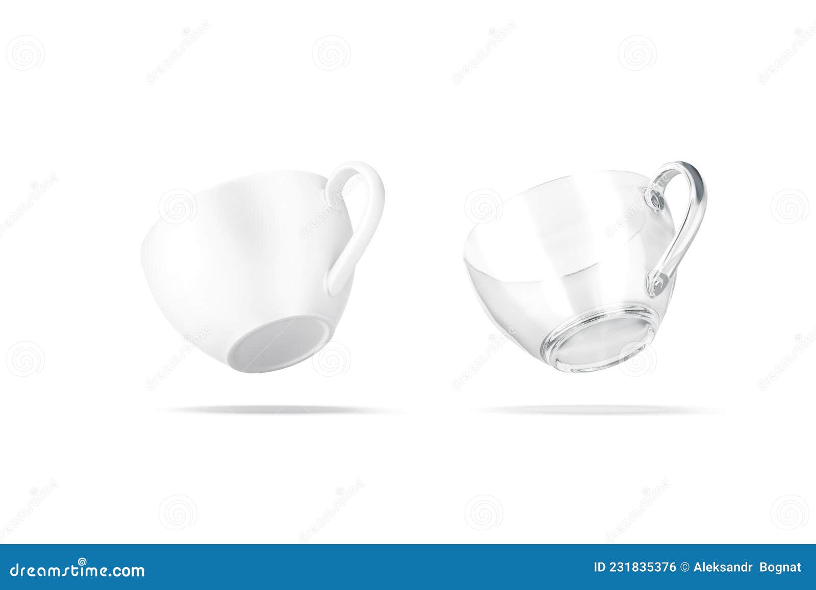 Blank Ceramic And Glass Henley Mug Mockup Bottom Lying, Isolated ...