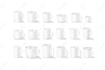 Blank Ceramic Mug Mockup, Different Types, Side View Stock Illustration ...