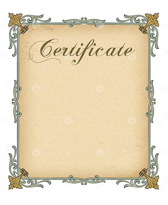 Blank Certificate template stock illustration. Illustration of border ...