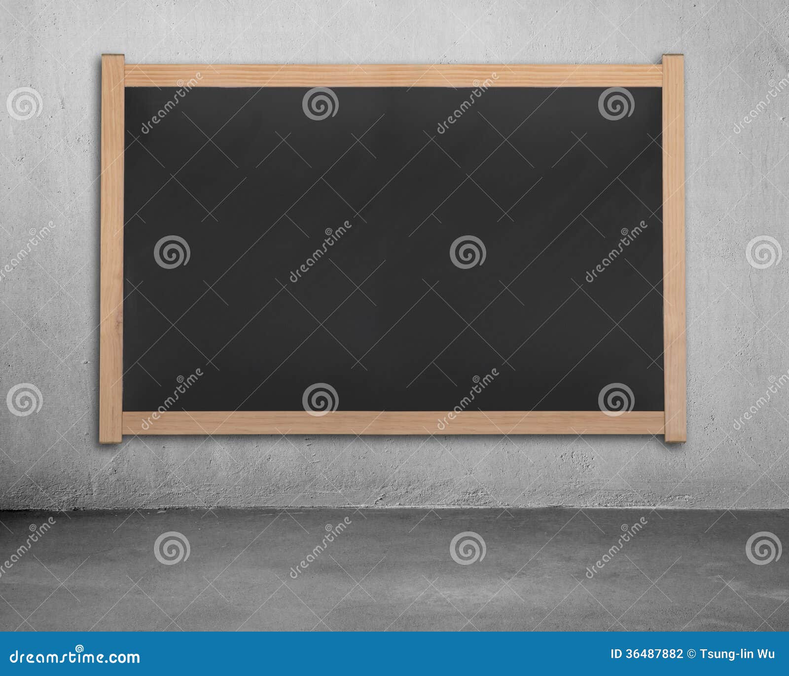 Blank Chalk Board on Concrete Wall Stock Photo - Image of motivation ...