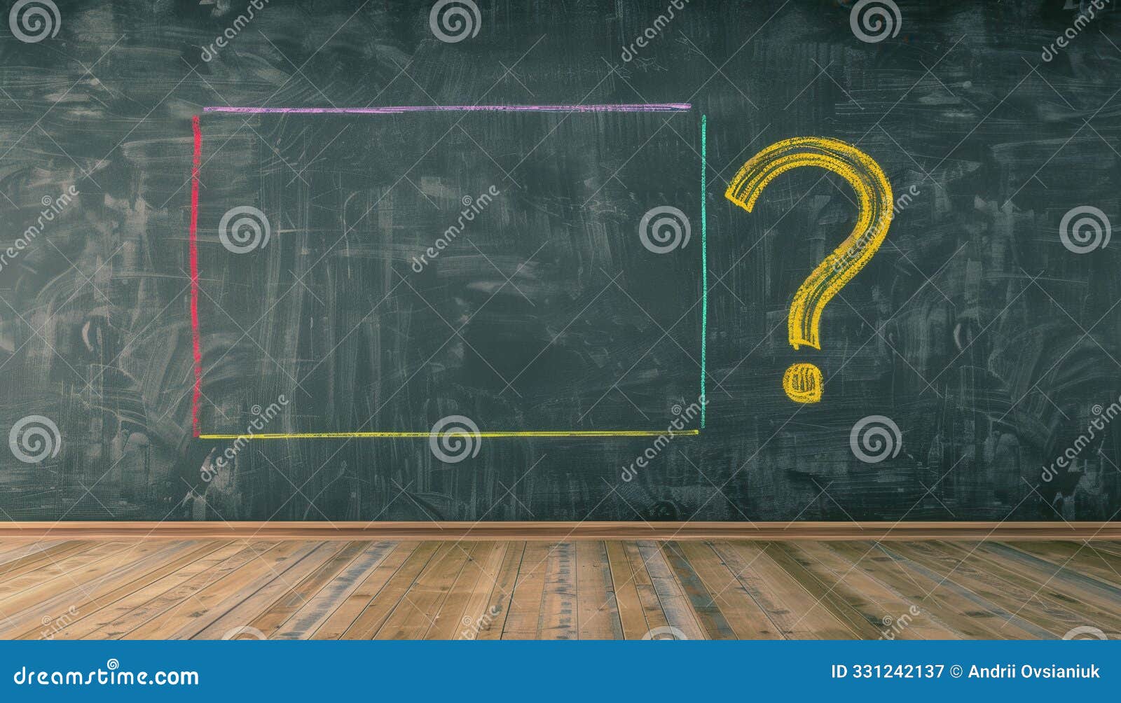 Blank Chalkboard with Colorful Frame and Question Mark in an Empty ...