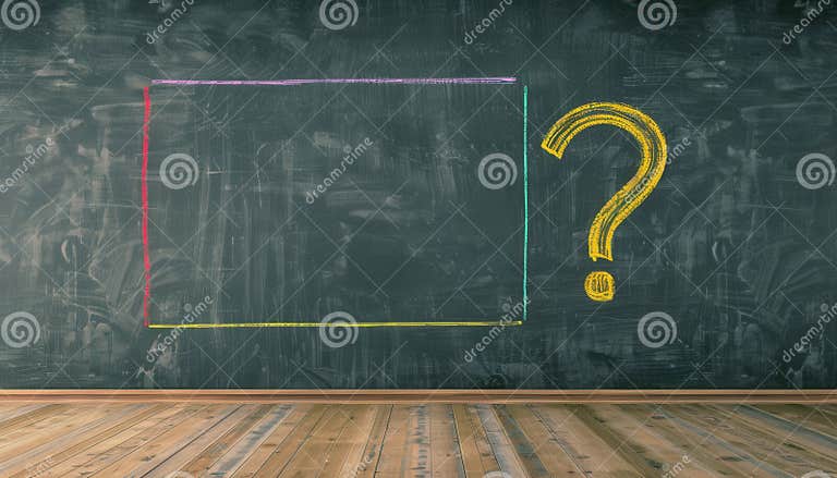 Blank Chalkboard with Colorful Frame and Question Mark in an Empty ...