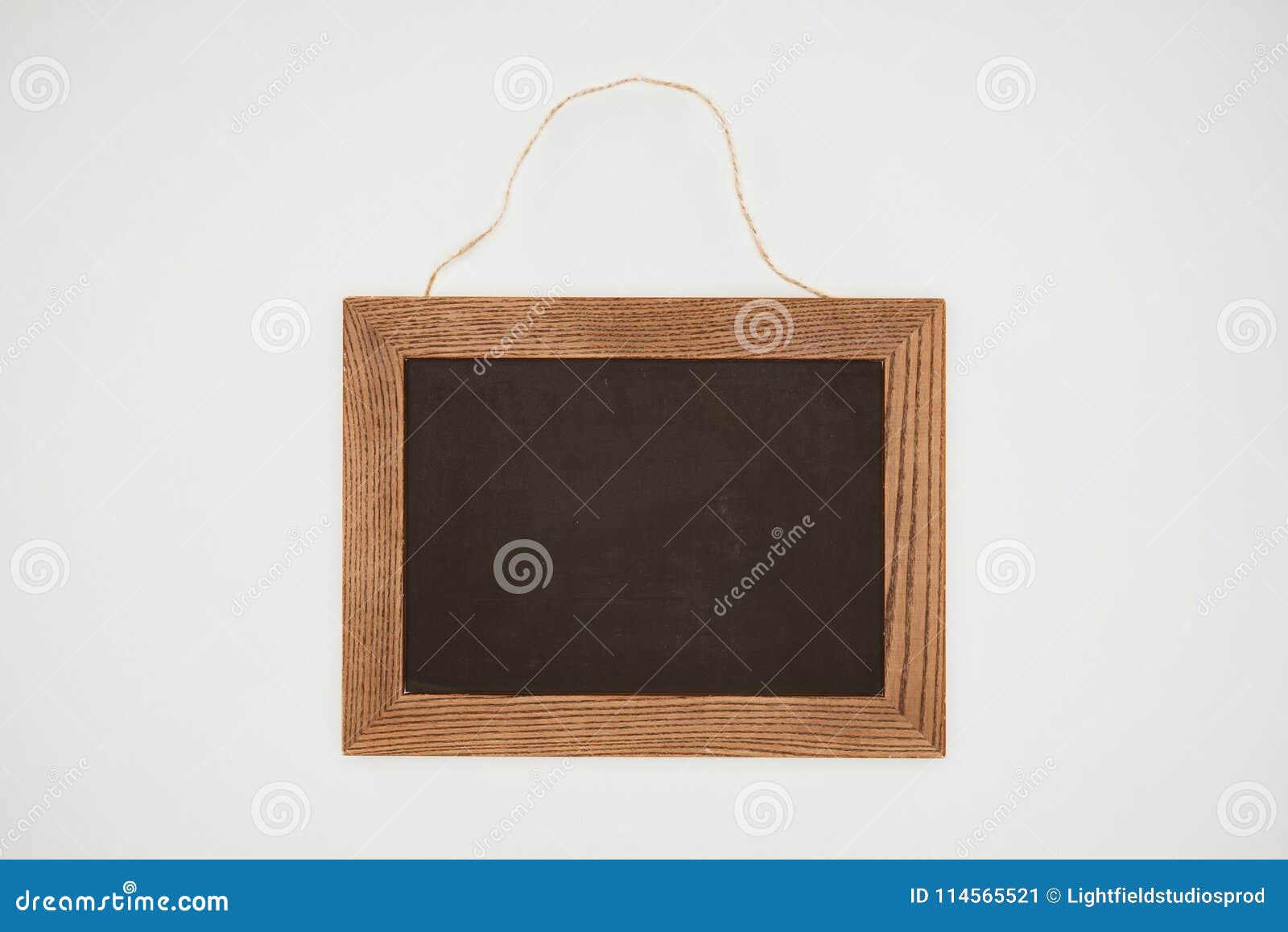 Blank Chalkboard with Wooden Frame and Thread Stock Image - Image of ...