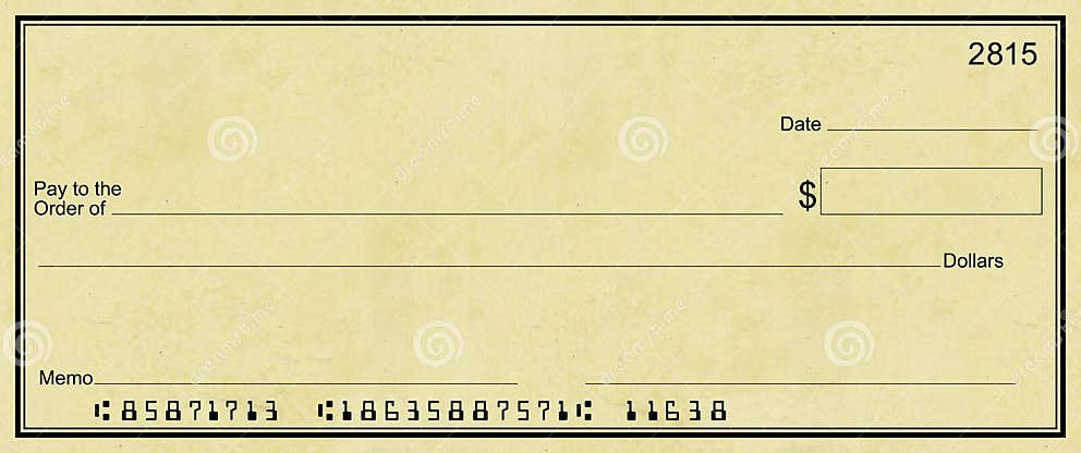 Blank Check with Light Parchment Background Stock Illustration ...