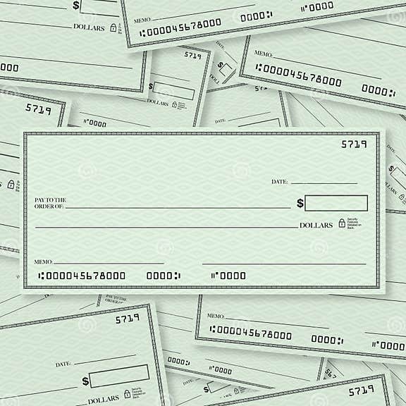 Blank Check Pile Background Open Space for Text Stock Illustration ...