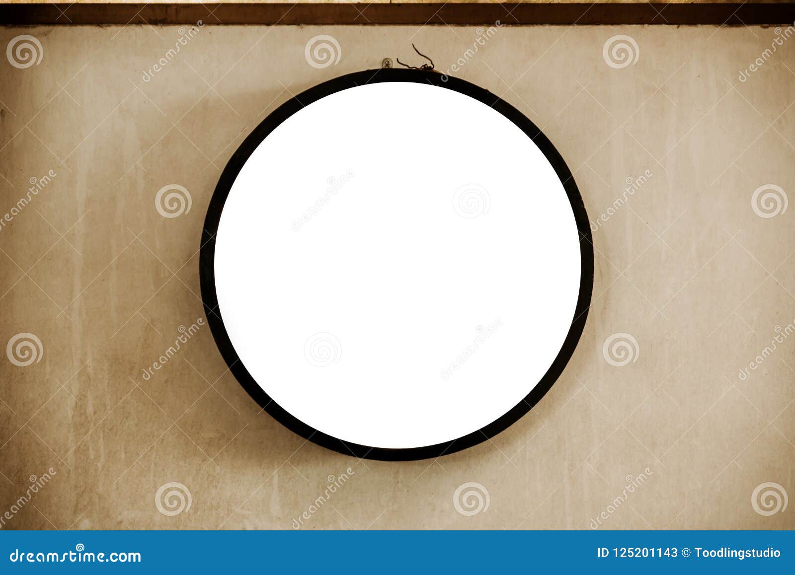 Blank Circle Signs Black Frame on the Old Wall. with Text Space Stock ...