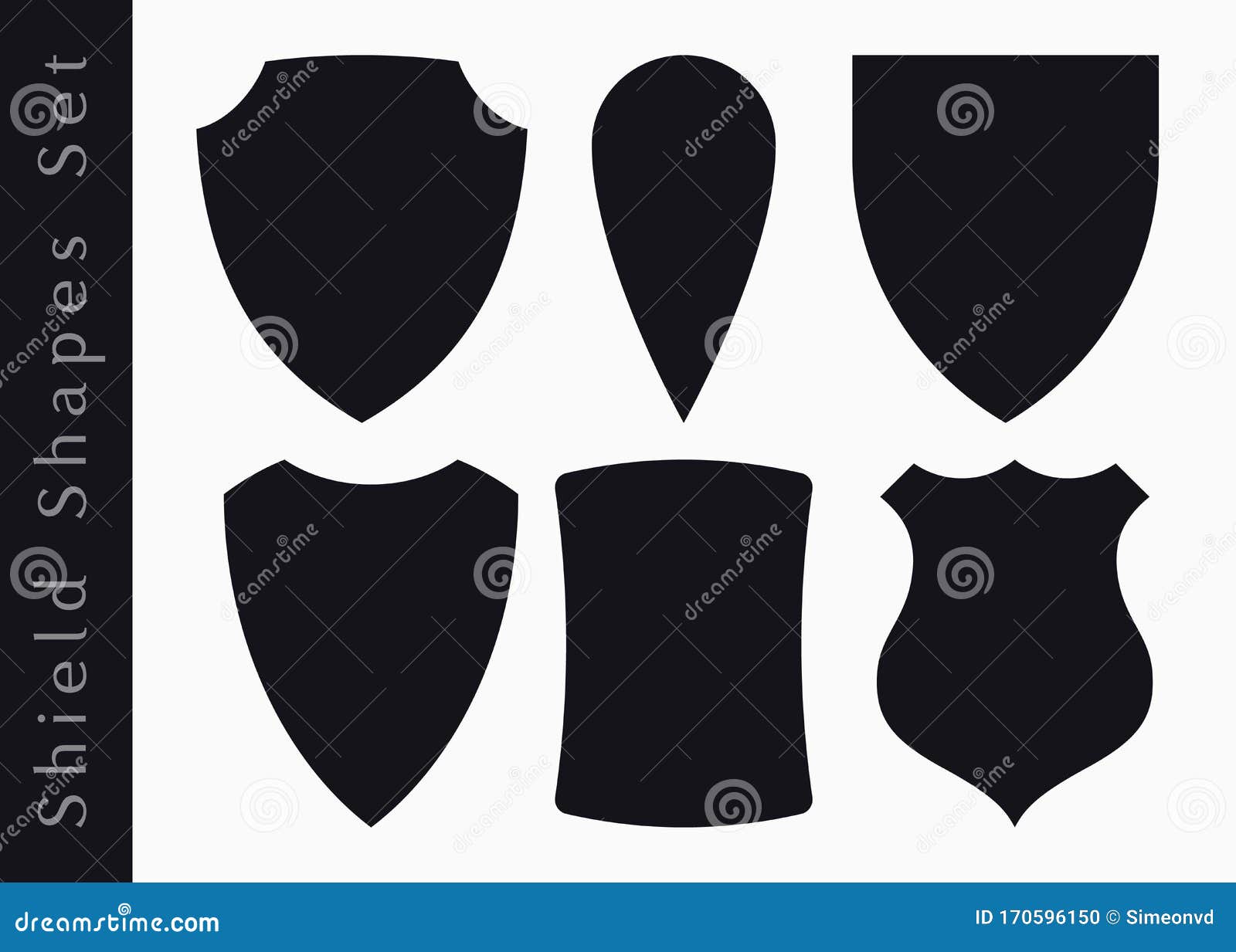 Blank Classic Medieval Shield Shapes. Vector Illustration Set Stock ...