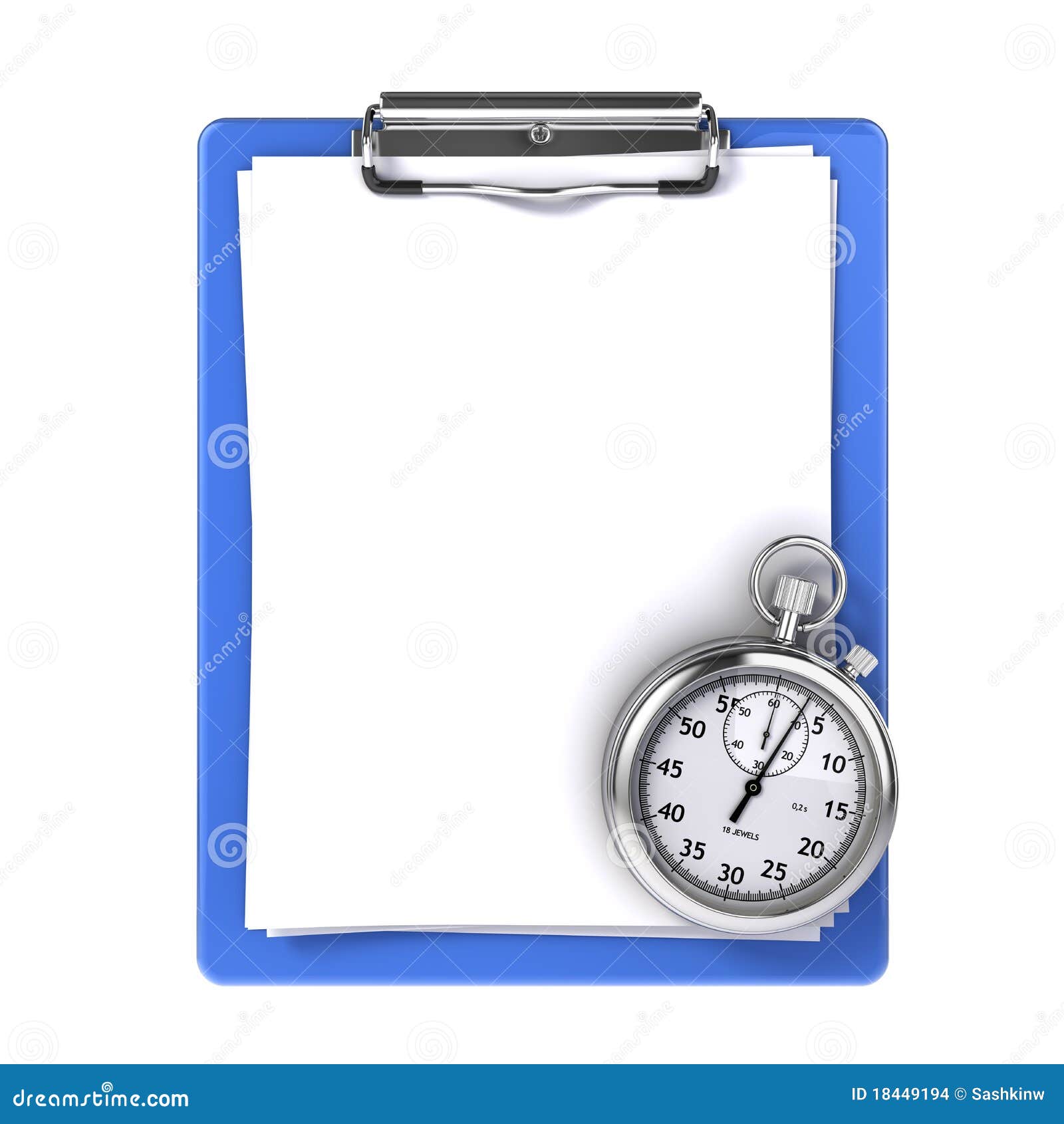 Blank Clipboard with Stopwatch Stock Illustration - Illustration of ...