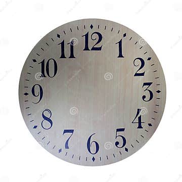 Blank Clock Face Against a White Background Stock Photo - Image of wood ...