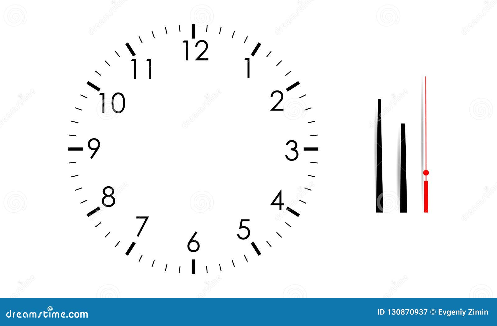 Blank Clock Face On White Background. Hour Dial Sign. Dashes Mark ...