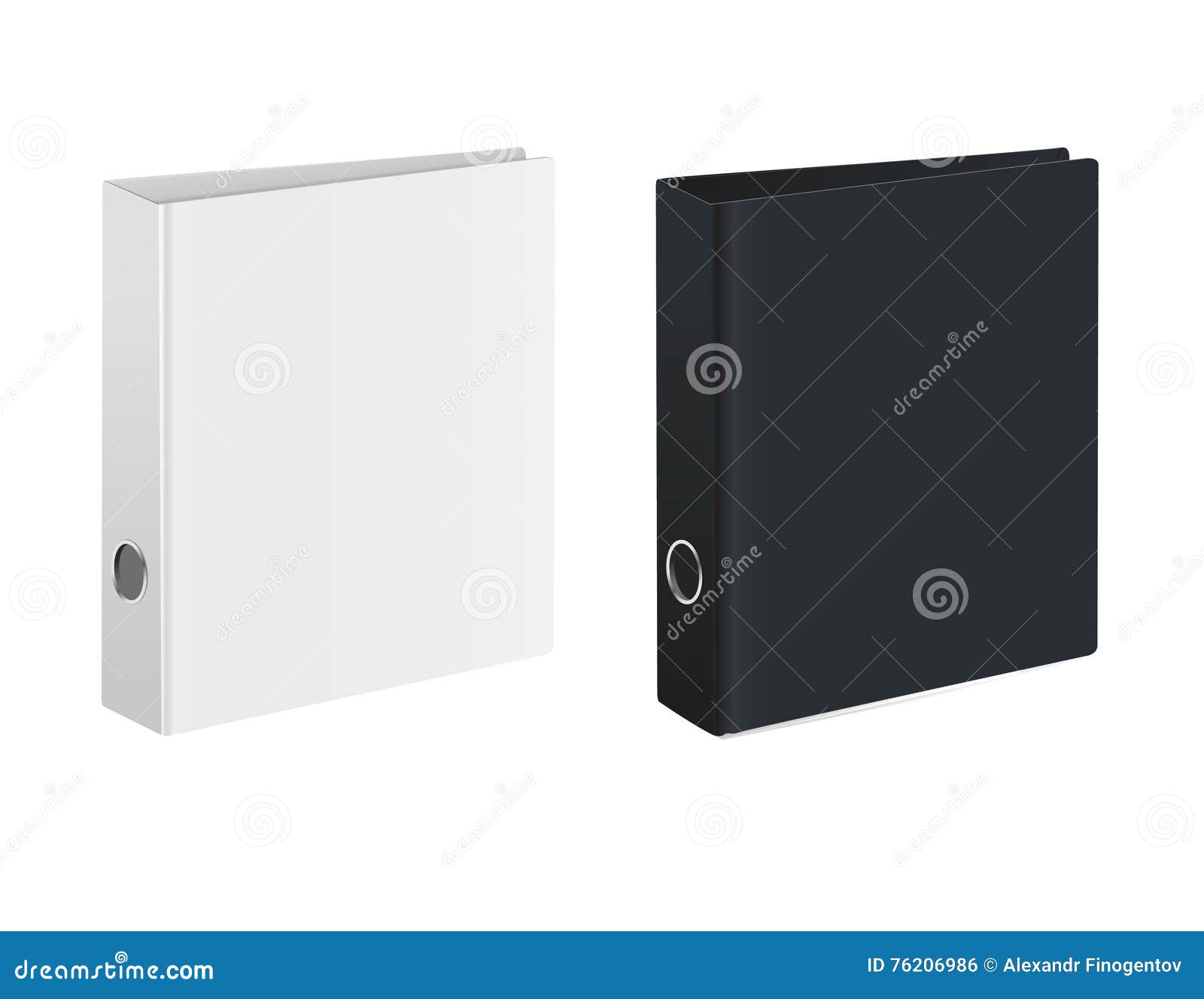 Blank Closed Office Binder. Black and White Covers. Isometric View, on ...
