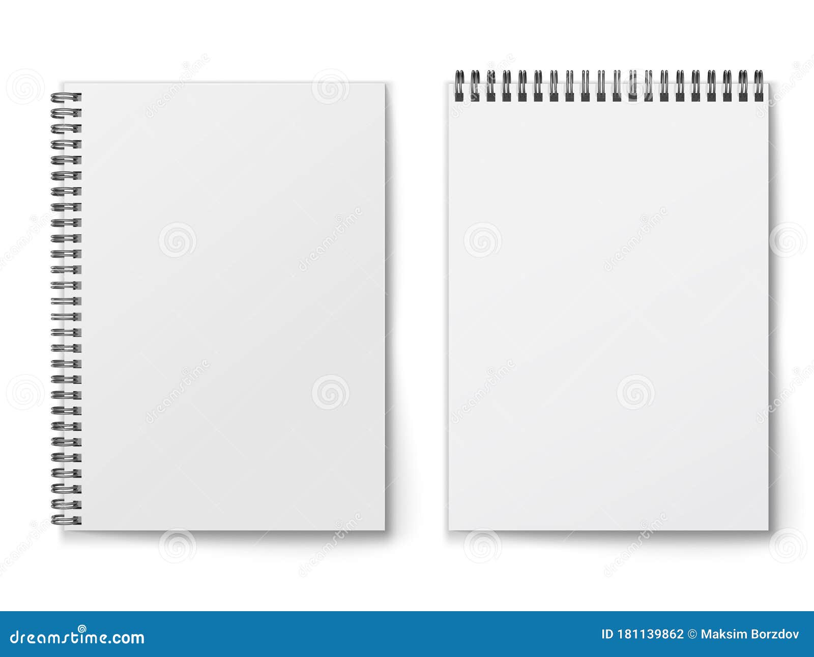 Blank Closed Realistic Spiral Notepad Mockup Isolated on White ... Blank Closed Realistic Spiral Notepad Mockup Isolated on White ...