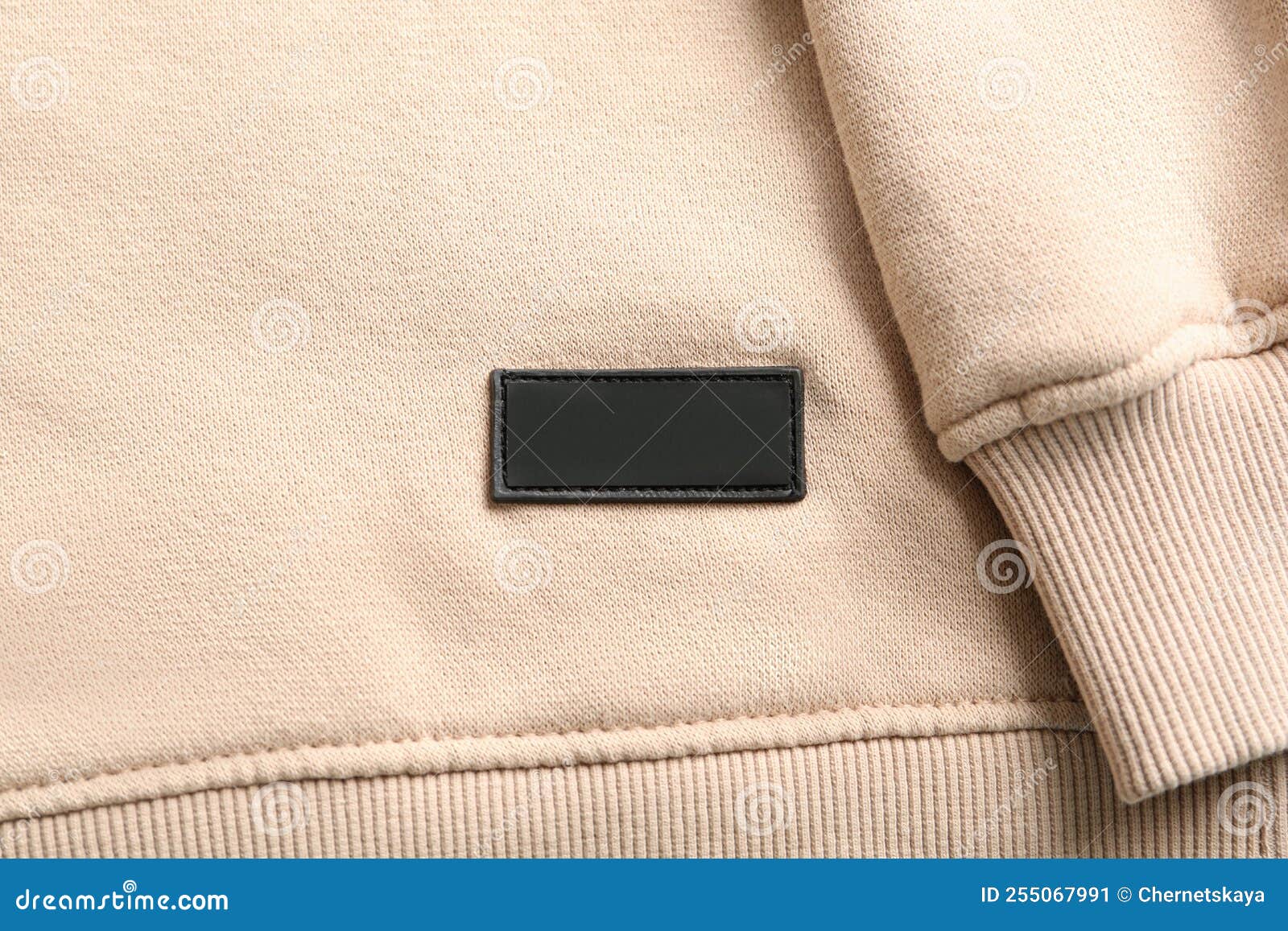 Blank Clothing Label on Sweatshirt, Top View Stock Image - Image of ...