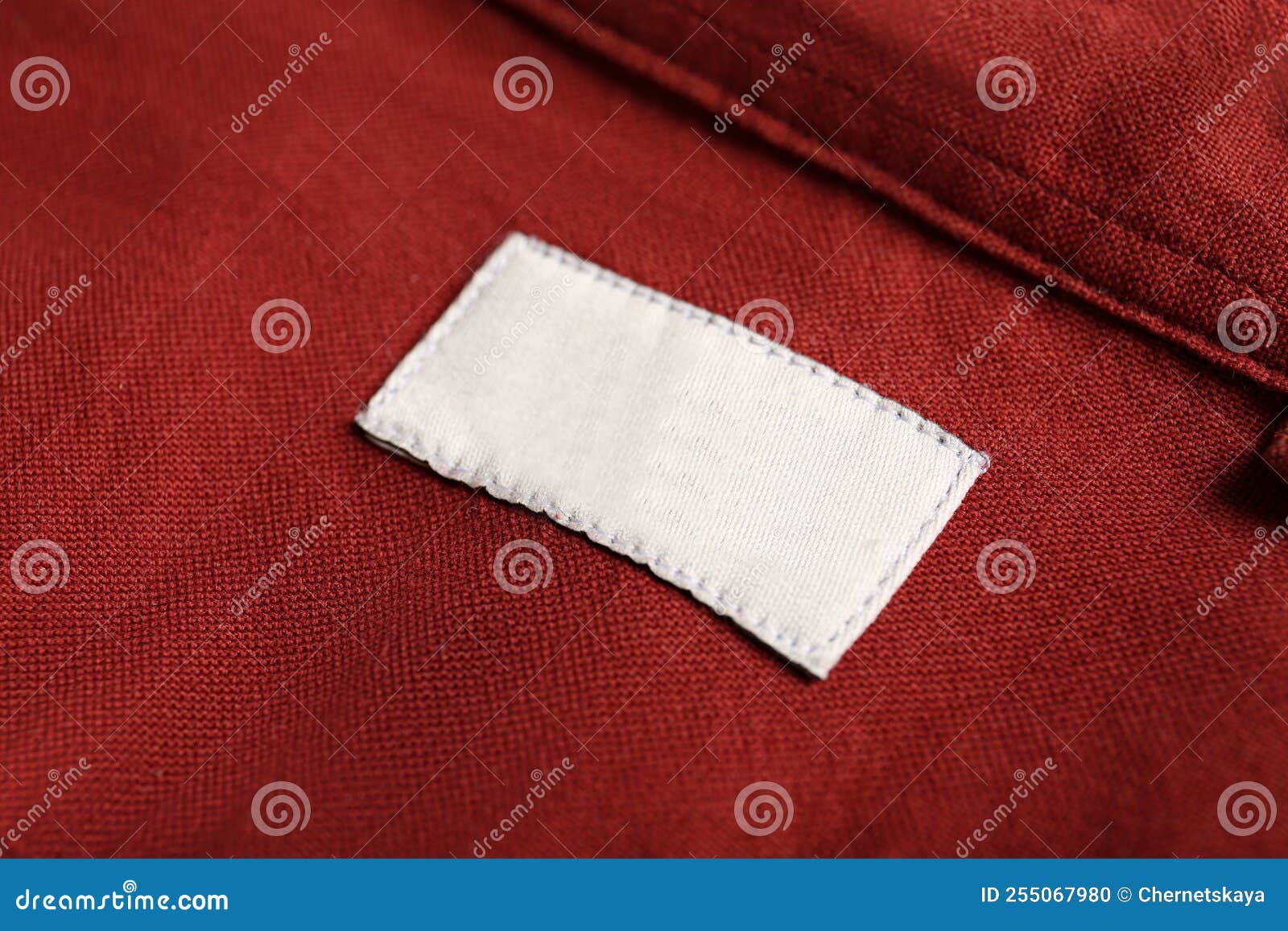 Blank Clothing Label on Red Shirt Stock Photo - Image of info, material ...