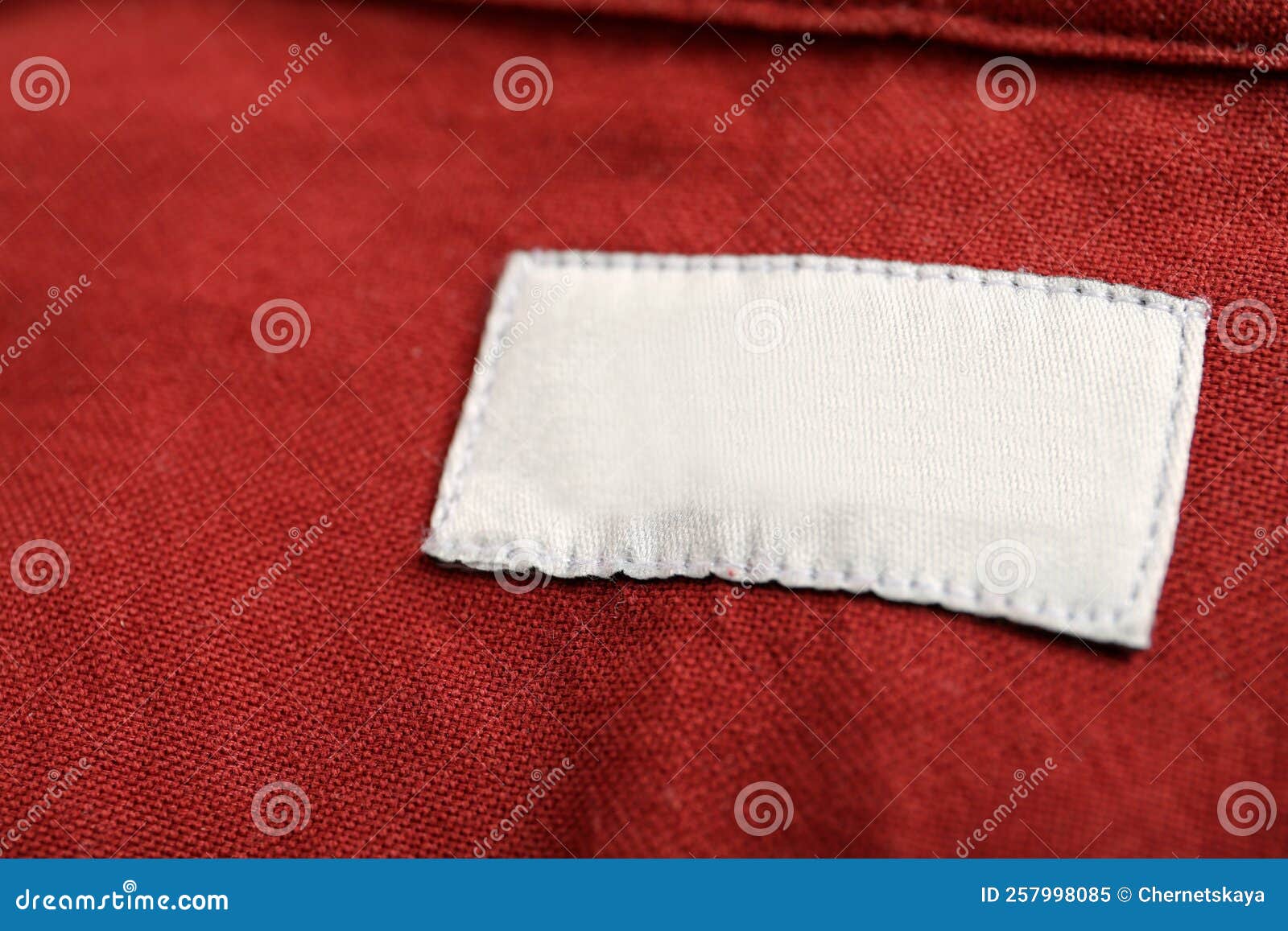 Blank Clothing Label on Red Shirt, Closeup Stock Image - Image of ...