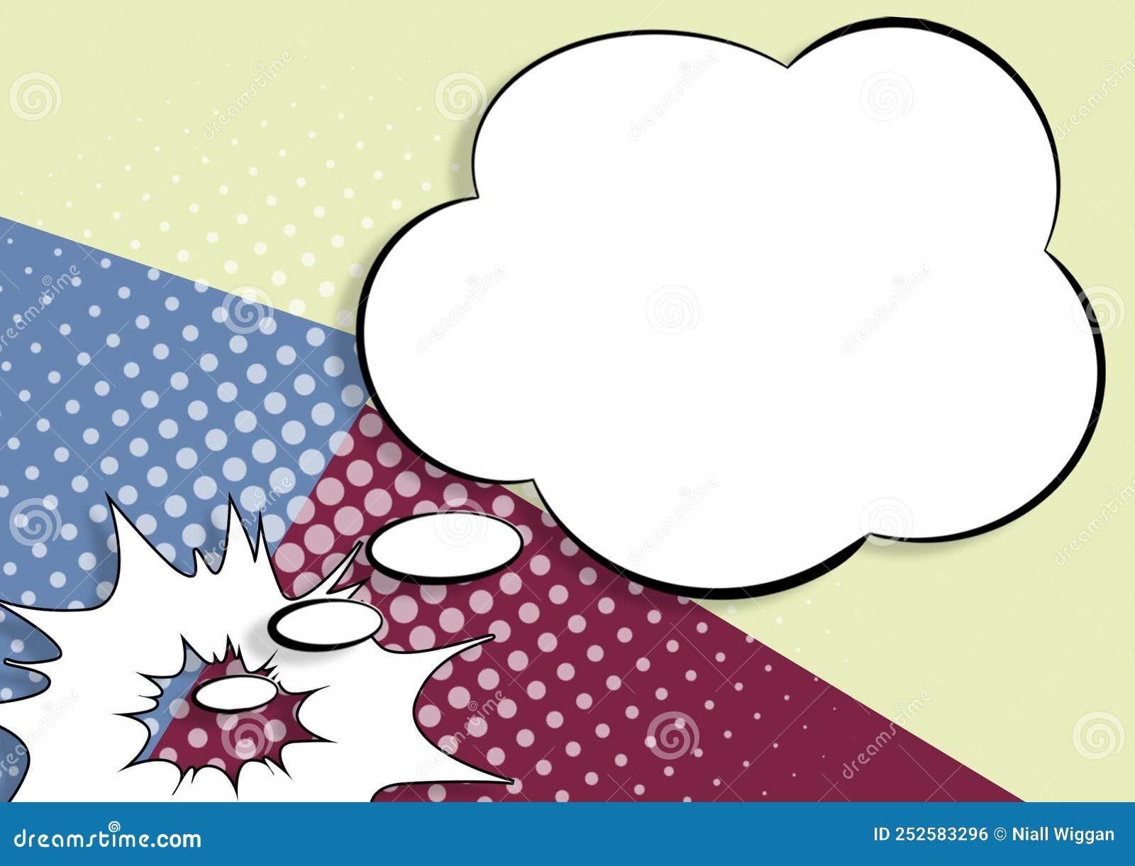 Blank Cloud Thought Bubble and Explosive Frame with Copy Space Colorful ...