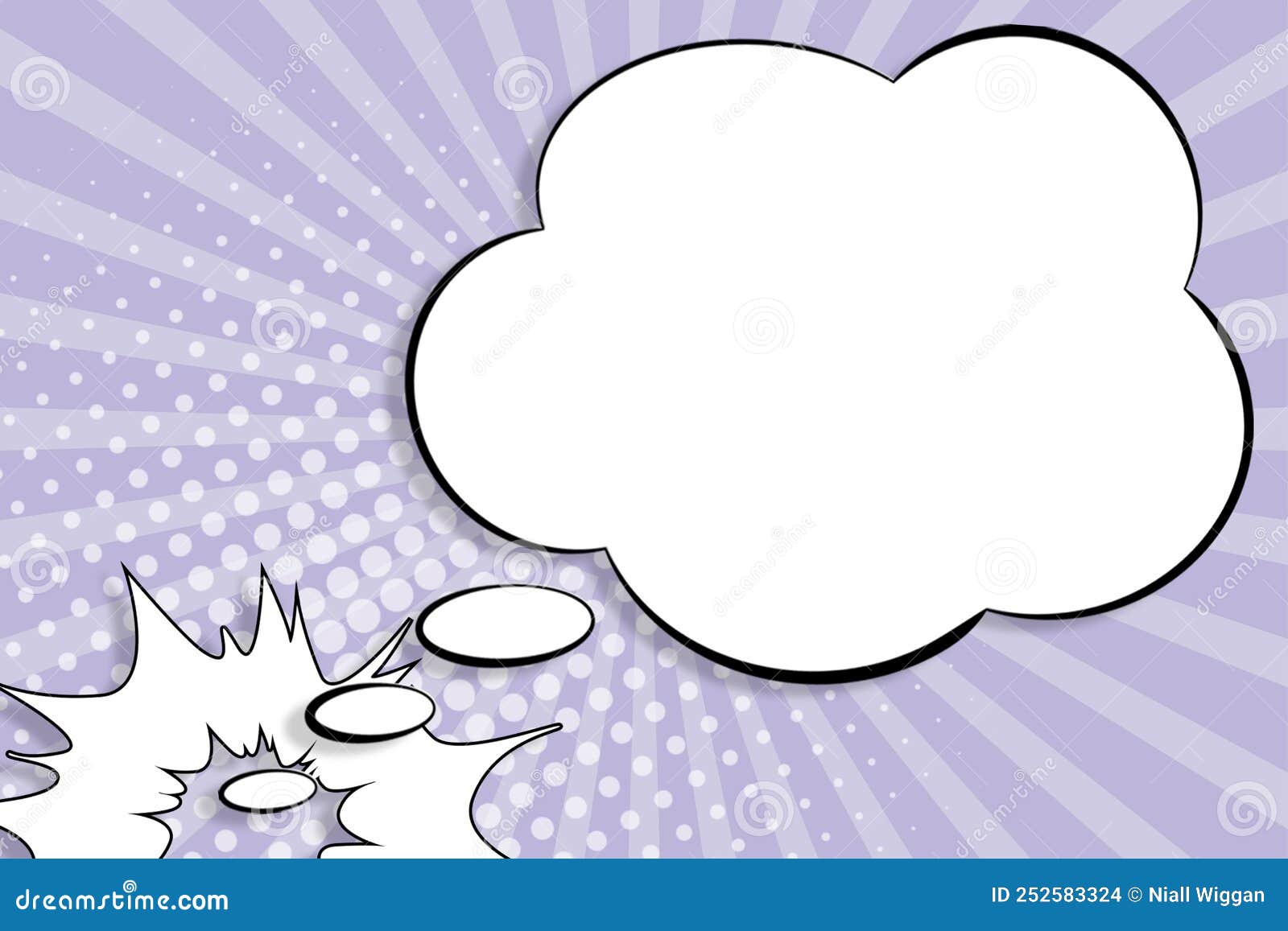 Blank Cloud Thought Bubble and Explosive Frame with Copy Space Colorful ...