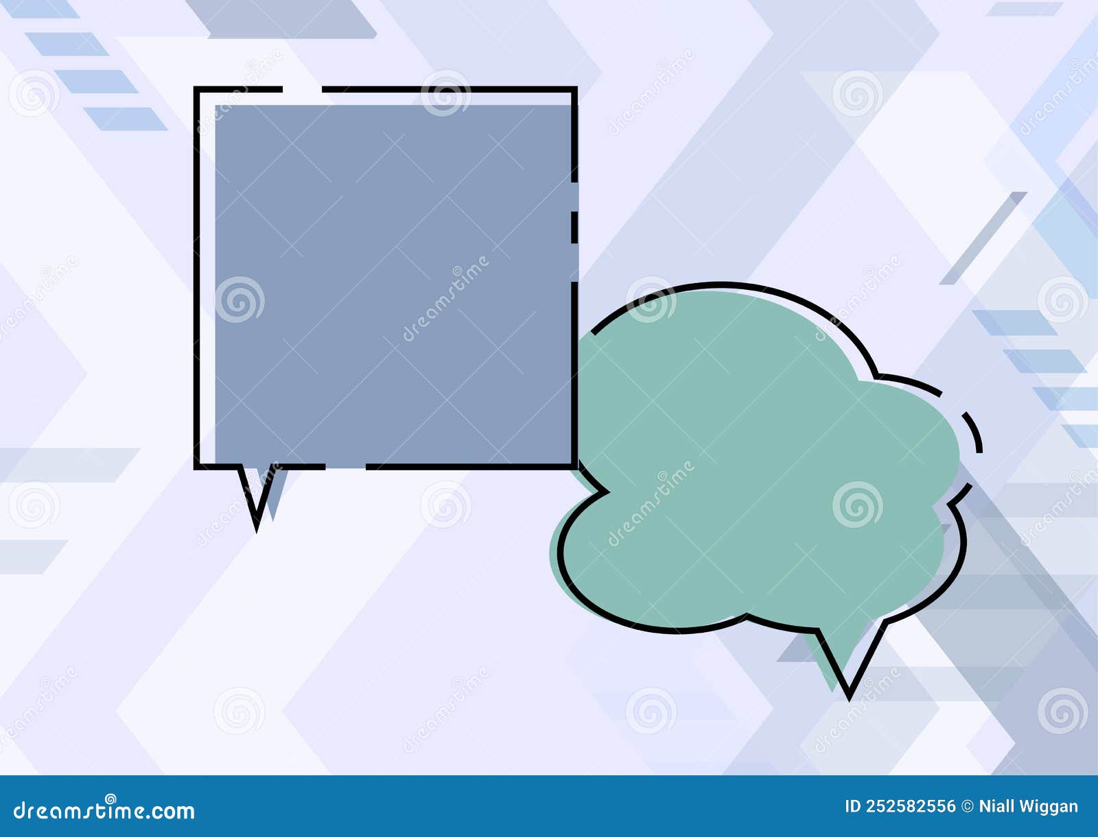 Blank Cloudy and Square Thought Bubbles Over Colorful Background Design ...
