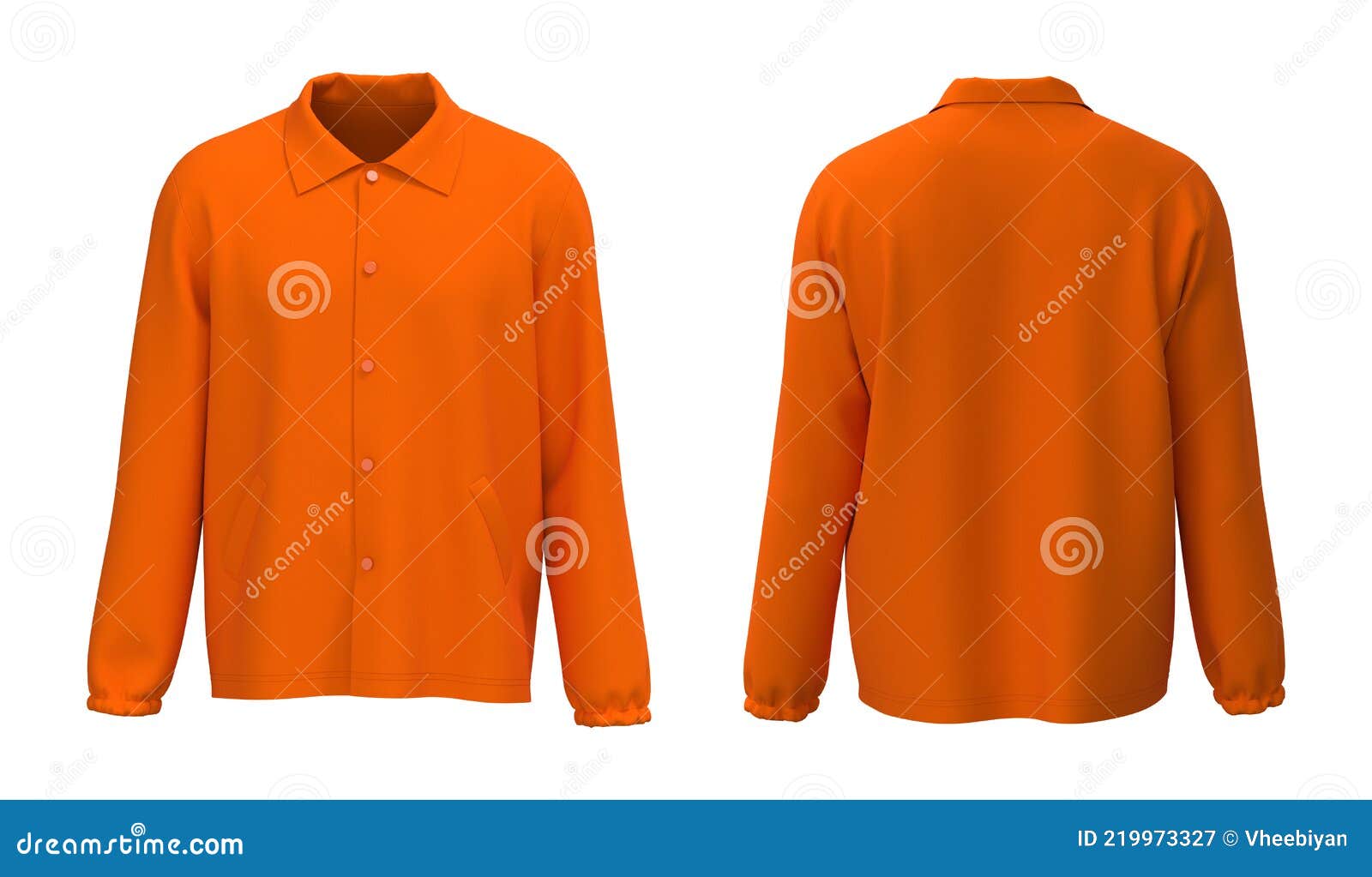 Blank Coach Jacket Mockup in Front and Back Views Stock Illustration ...