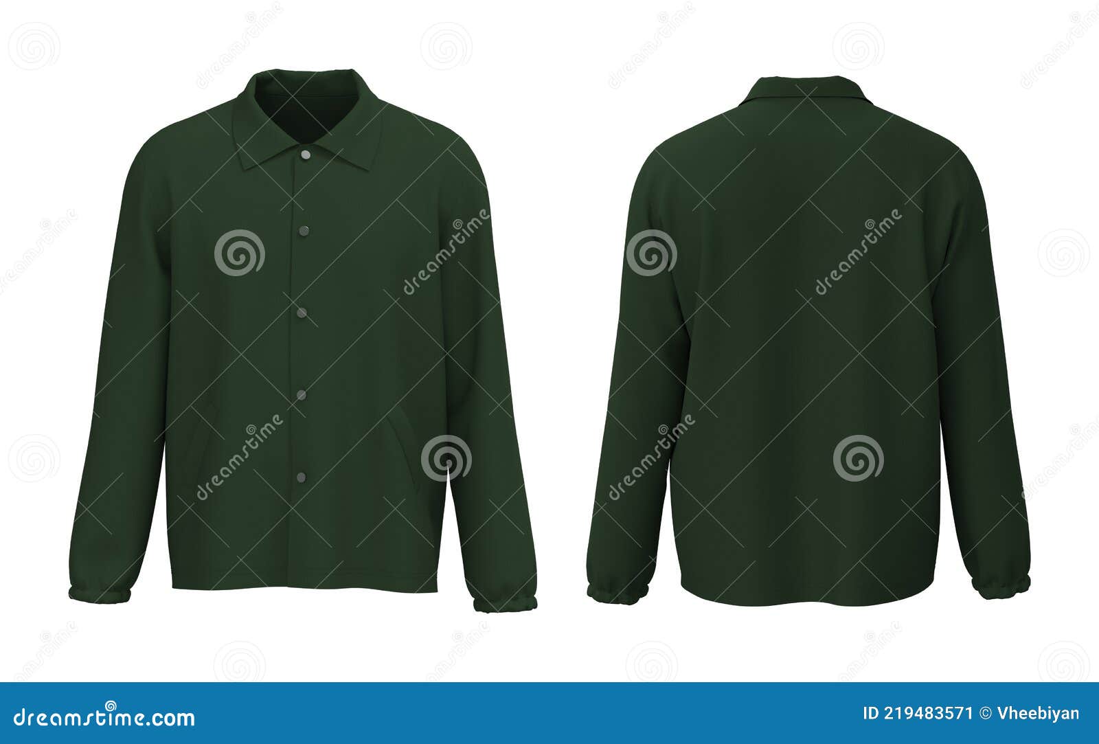 Blank Coach Jacket Mockup in Front and Back Views Stock Illustration ...