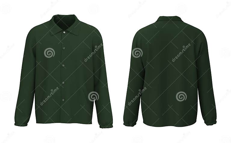 Blank Coach Jacket Mockup in Front and Back Views Stock Illustration ...