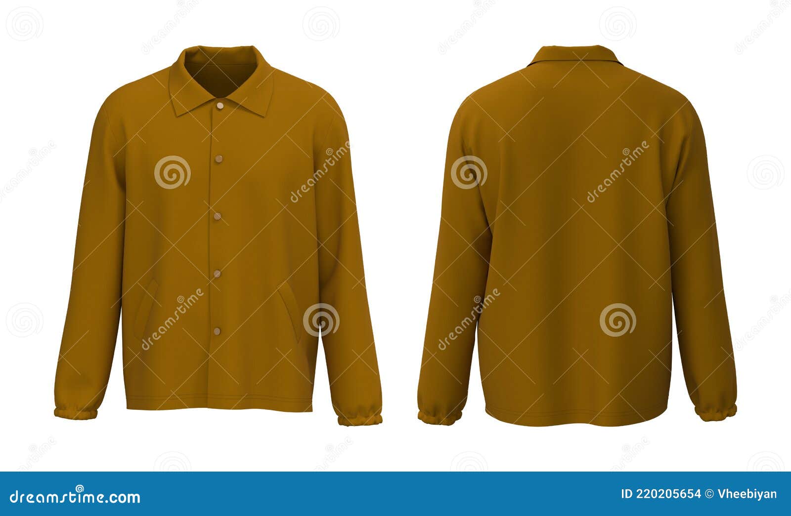 Blank Coach Jacket Mockup in Front and Back Views Stock Illustration ...